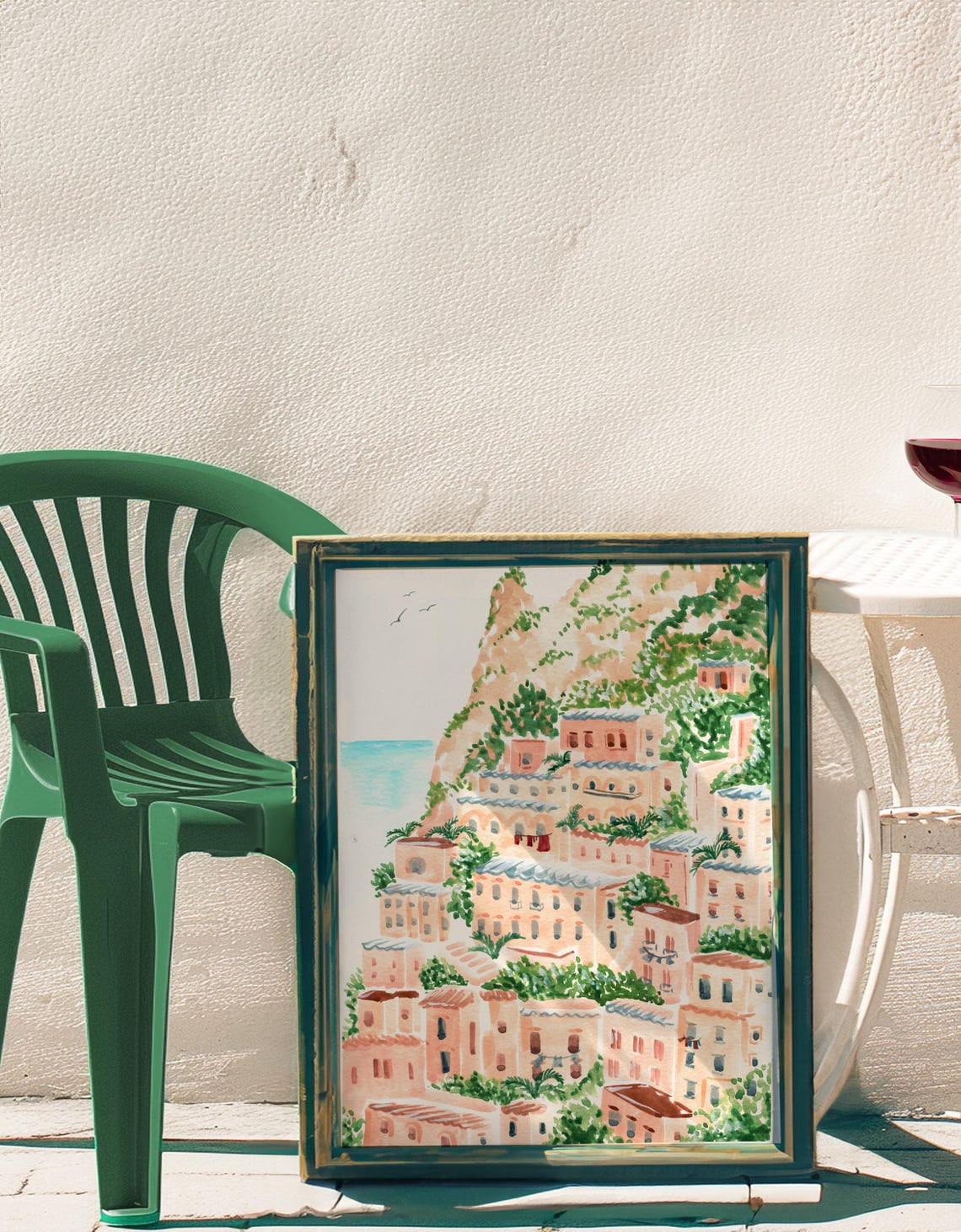 Amalfi Coast Poster Italian Summer Scene (Giclée on Fine Art Paper ...