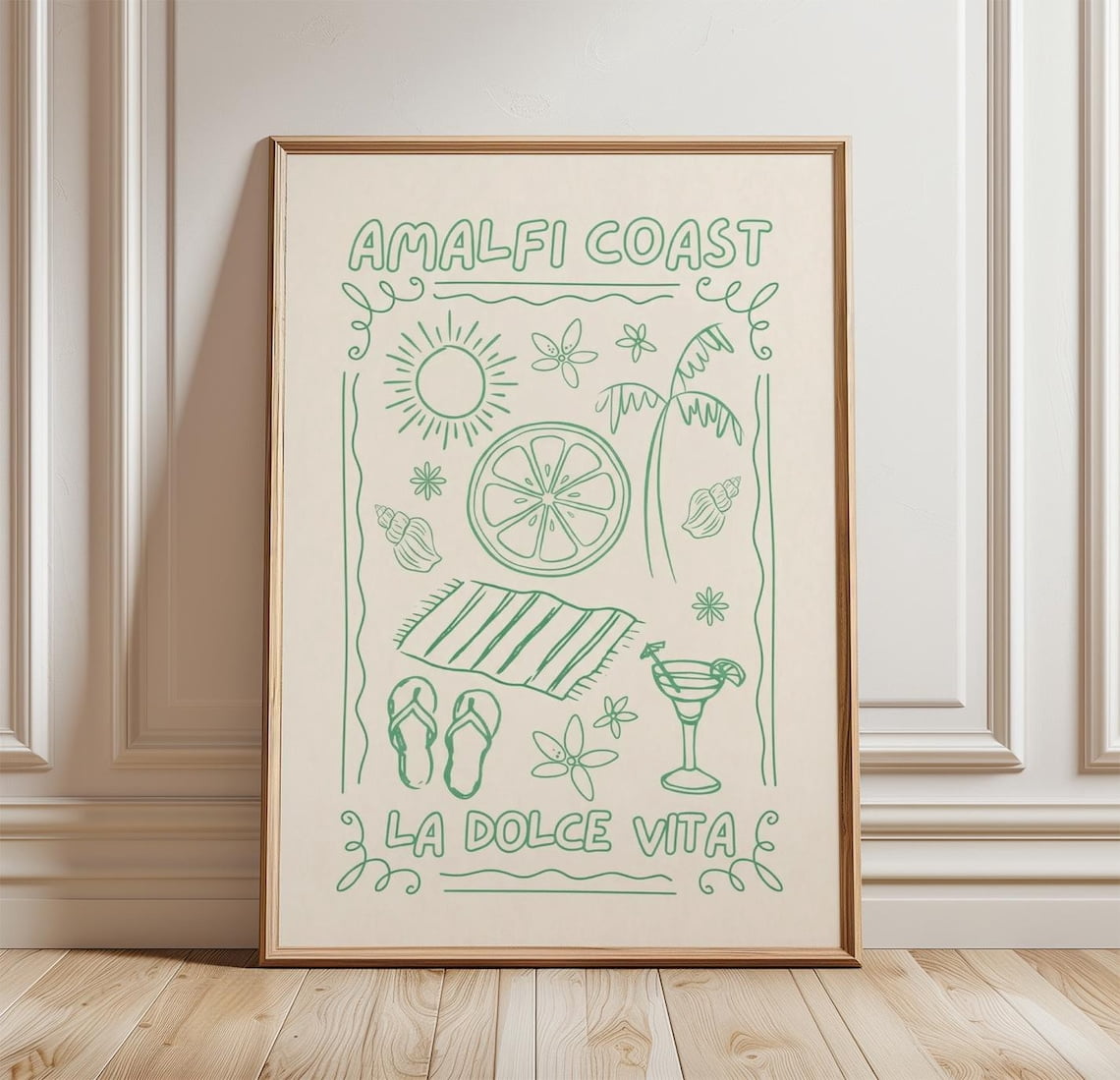 Amalfi Coast Poster La Dolce Vita Line Art Italian Coastal Wall Art ...