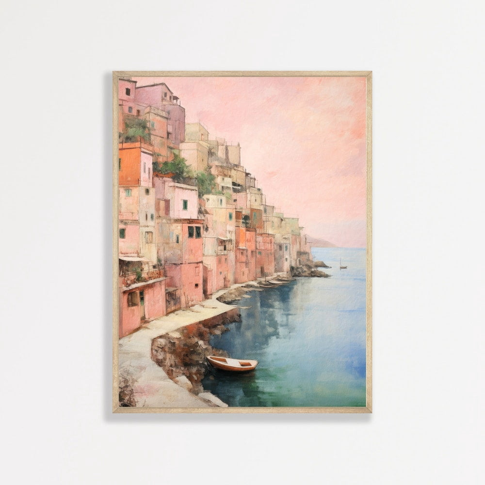 Amalfi Coast Print Retro Italy Wall Art Minimal Coastal Landscape Print ...
