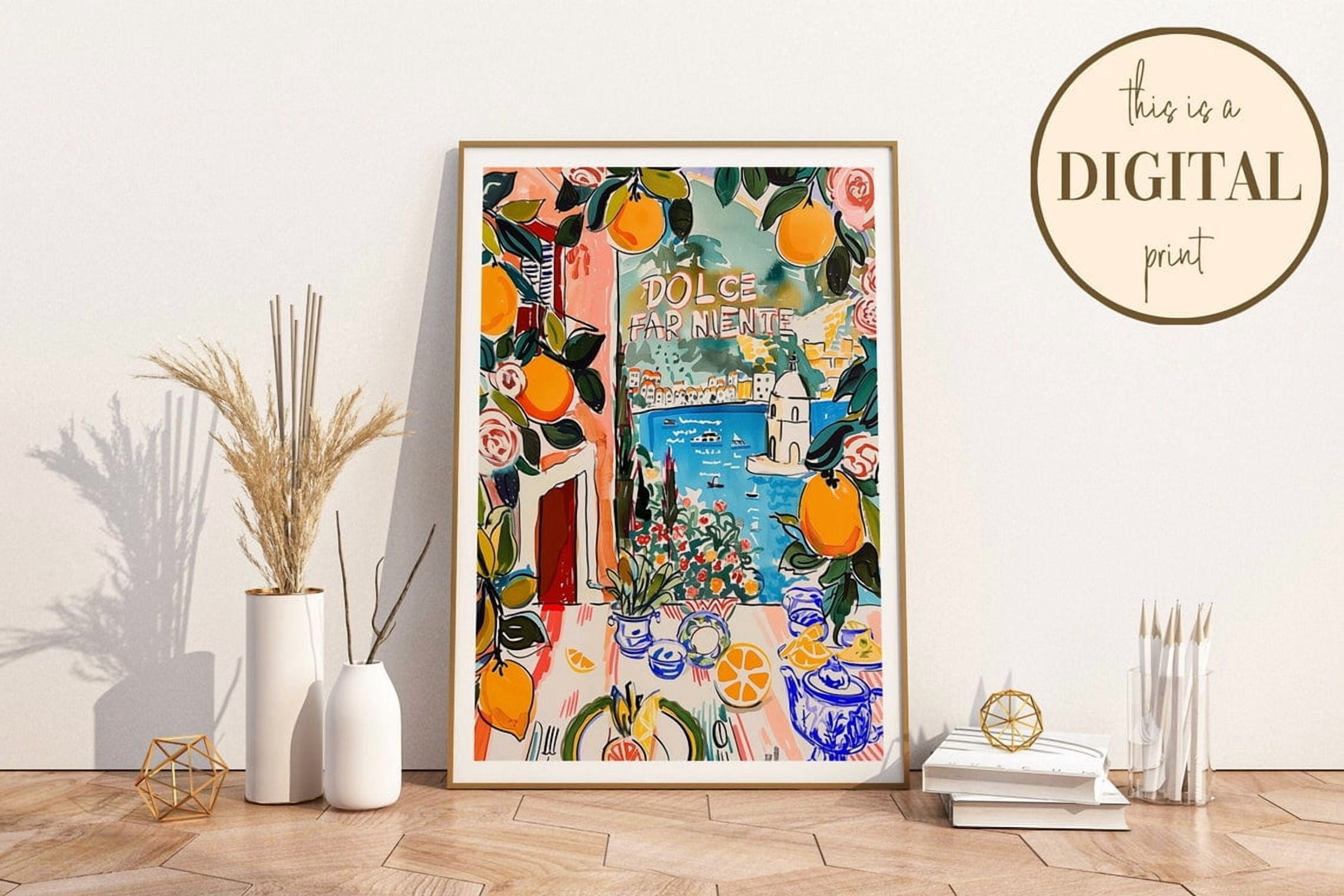 Amalfi Coast Retro Italian Coffee Wall Art Print, Cafe, Kitchen And ...