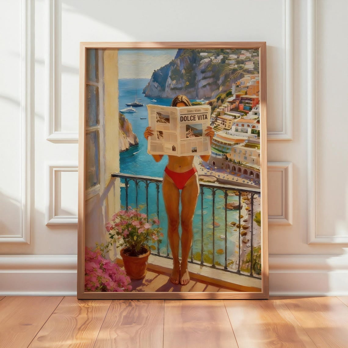 Amalfi Coast Summer Balcony Print, Unframed Paper Poster 24x36in ...