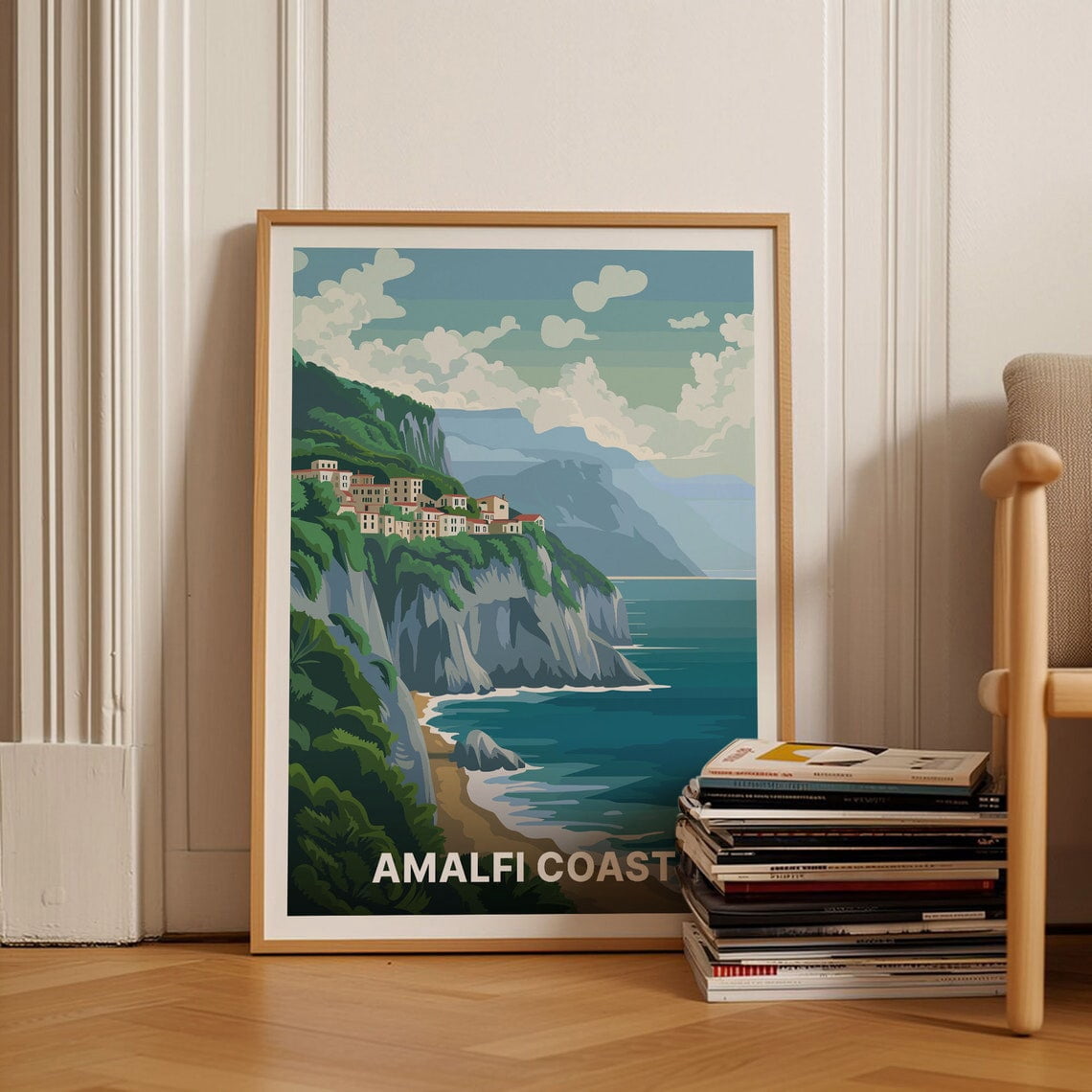 Amalfi Coast Travel Italy Scenic Landscape Art, Stretched Canvas ...