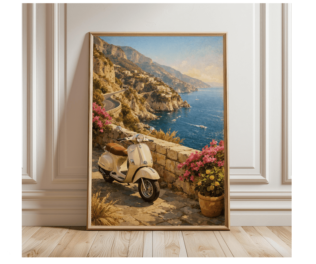 Amalfi Coast Vespa Italian Coastal Summer Poster Home Decor Office Wall ...
