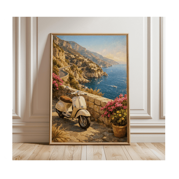 Amalfi Coast Vespa Italian Coastal Summer Poster Home Decor Office Wall ...