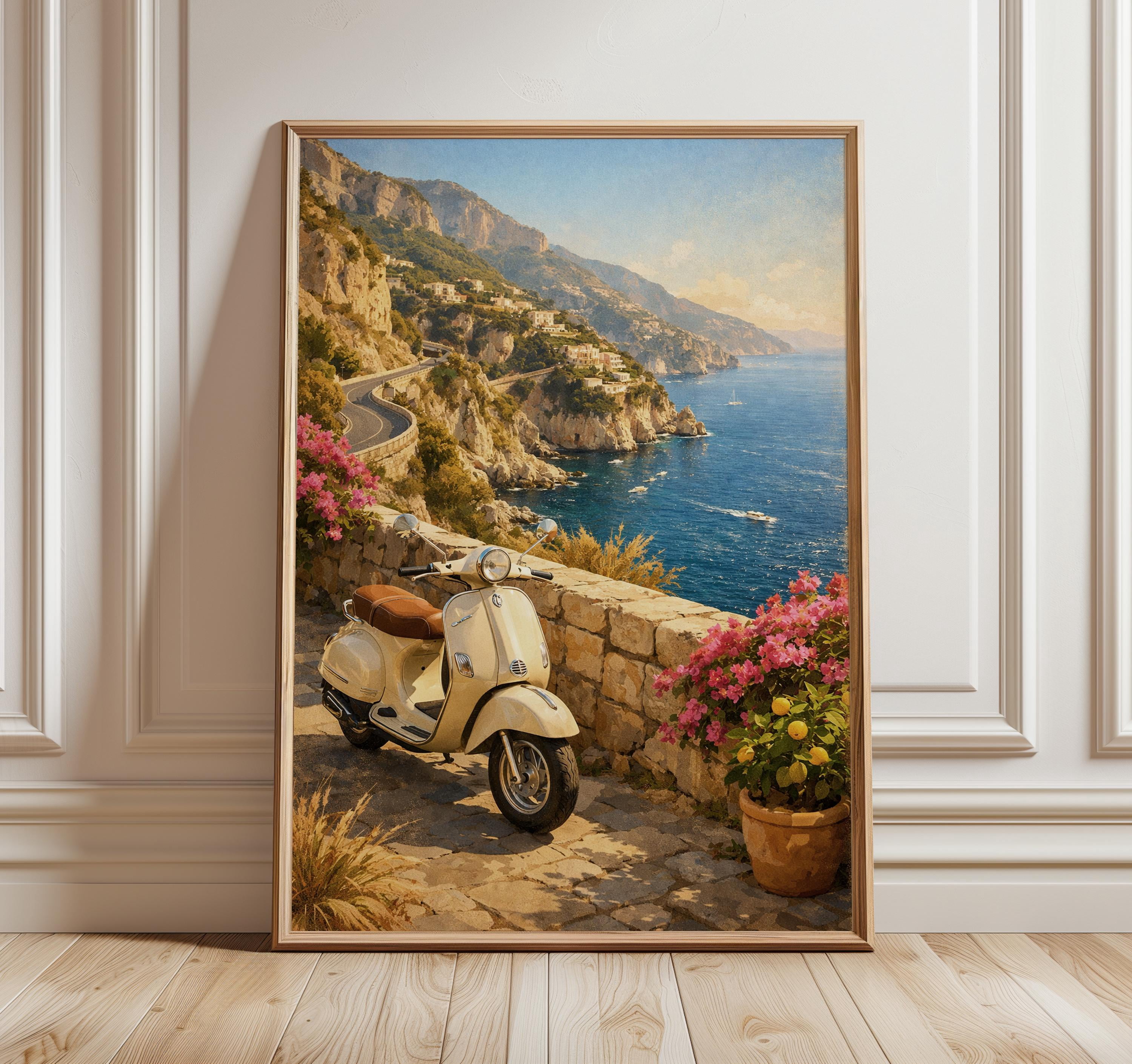 Amalfi Coast Vespa Italian Coastal Summer Poster, Poster Home Decor ...