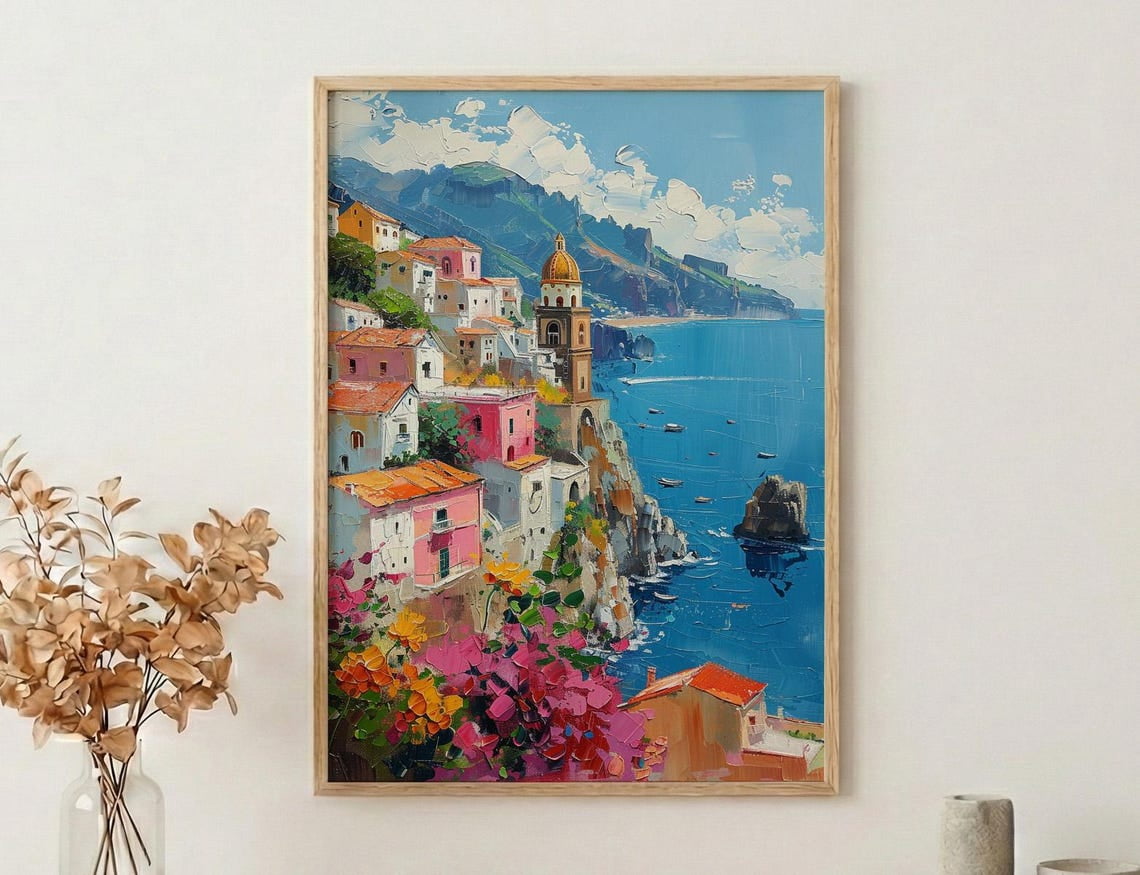 Amalfi Coast Vibrant Summer Poster, Unframed Paper Poster 24x36in ...