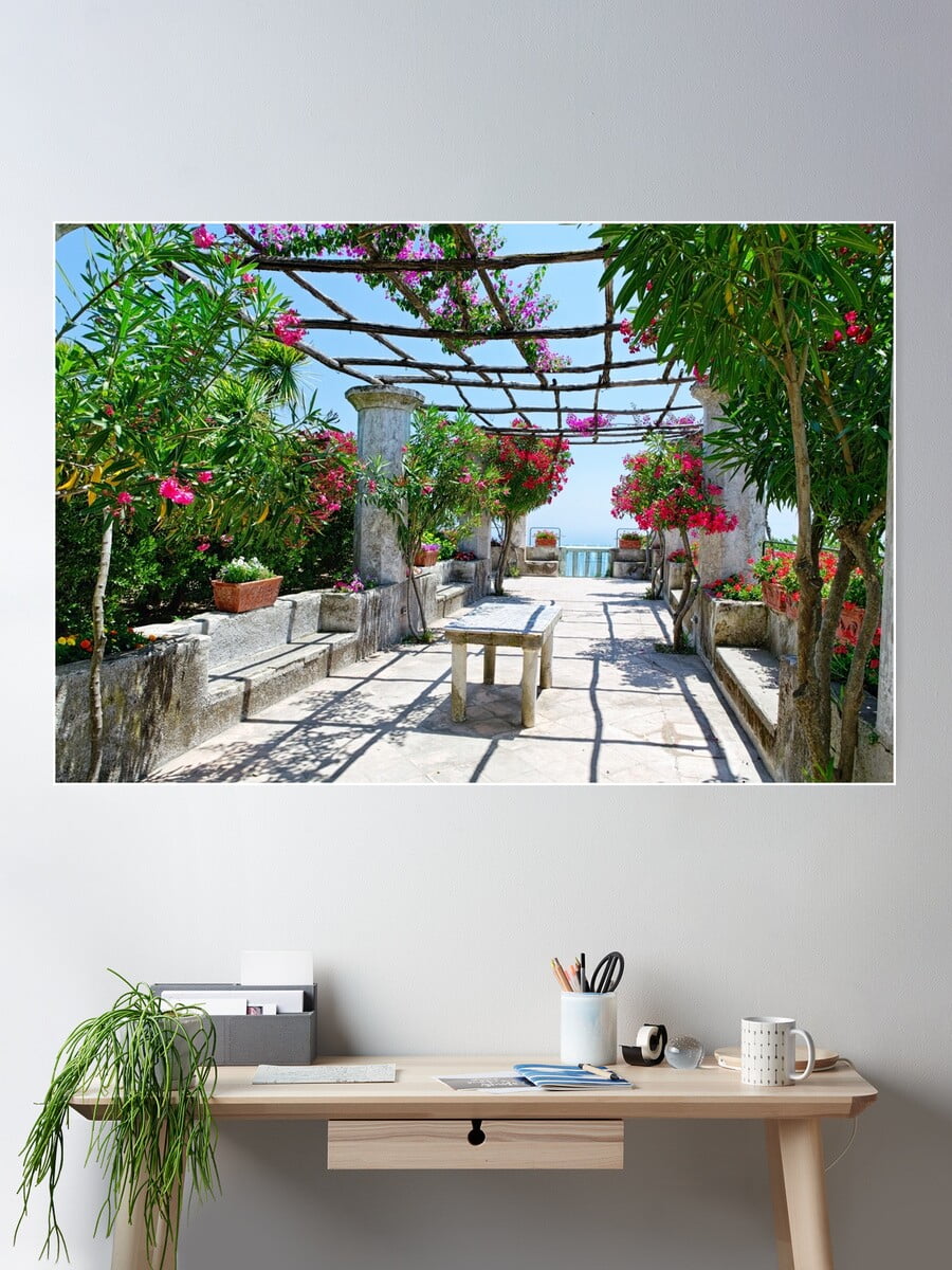Amalfi Coast Villa Terrace Poster Wall Art, Modern Wall Decor For ...