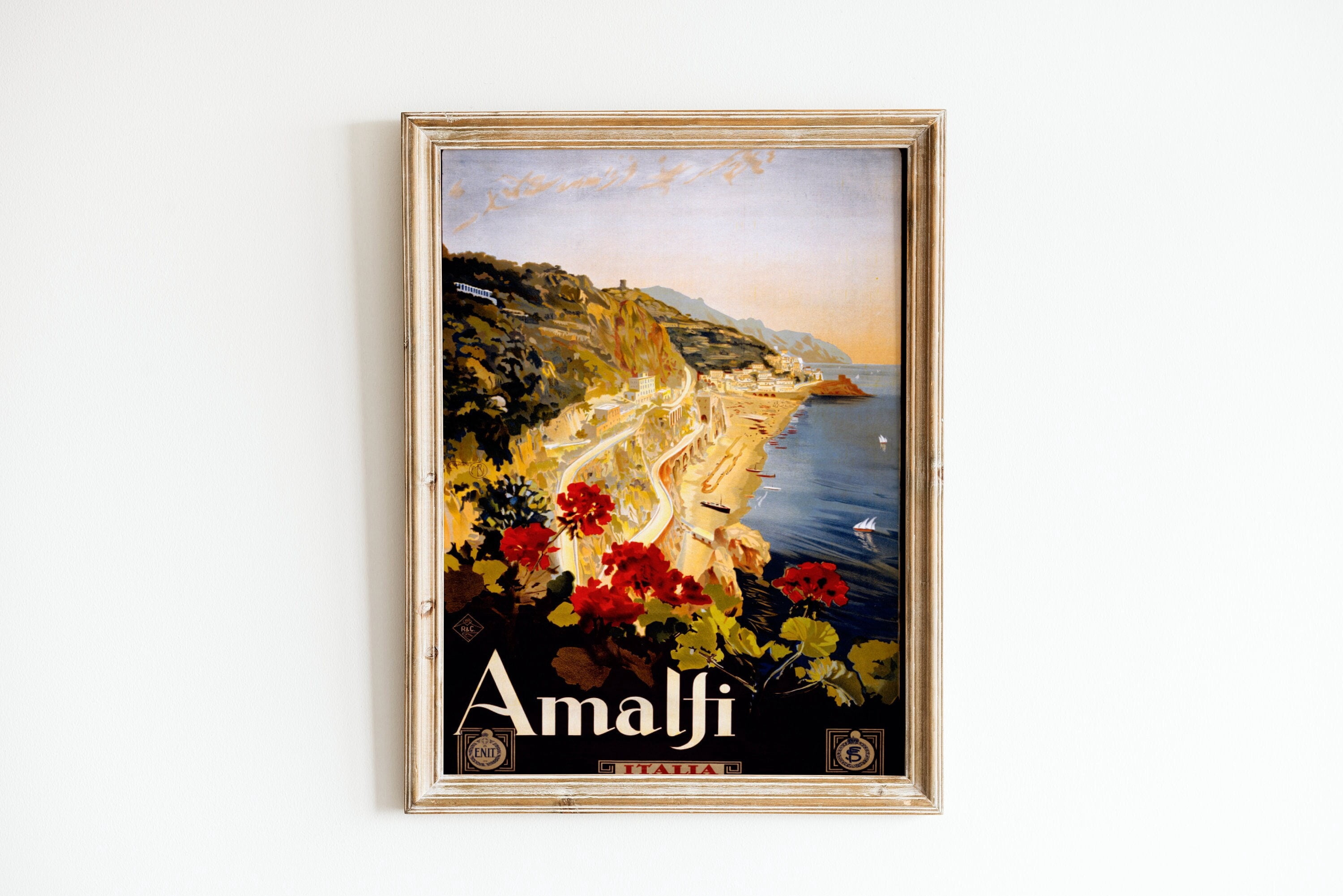Amalfi Coast Vintage Travel Poster Italian Coastal Art, Poster Home ...