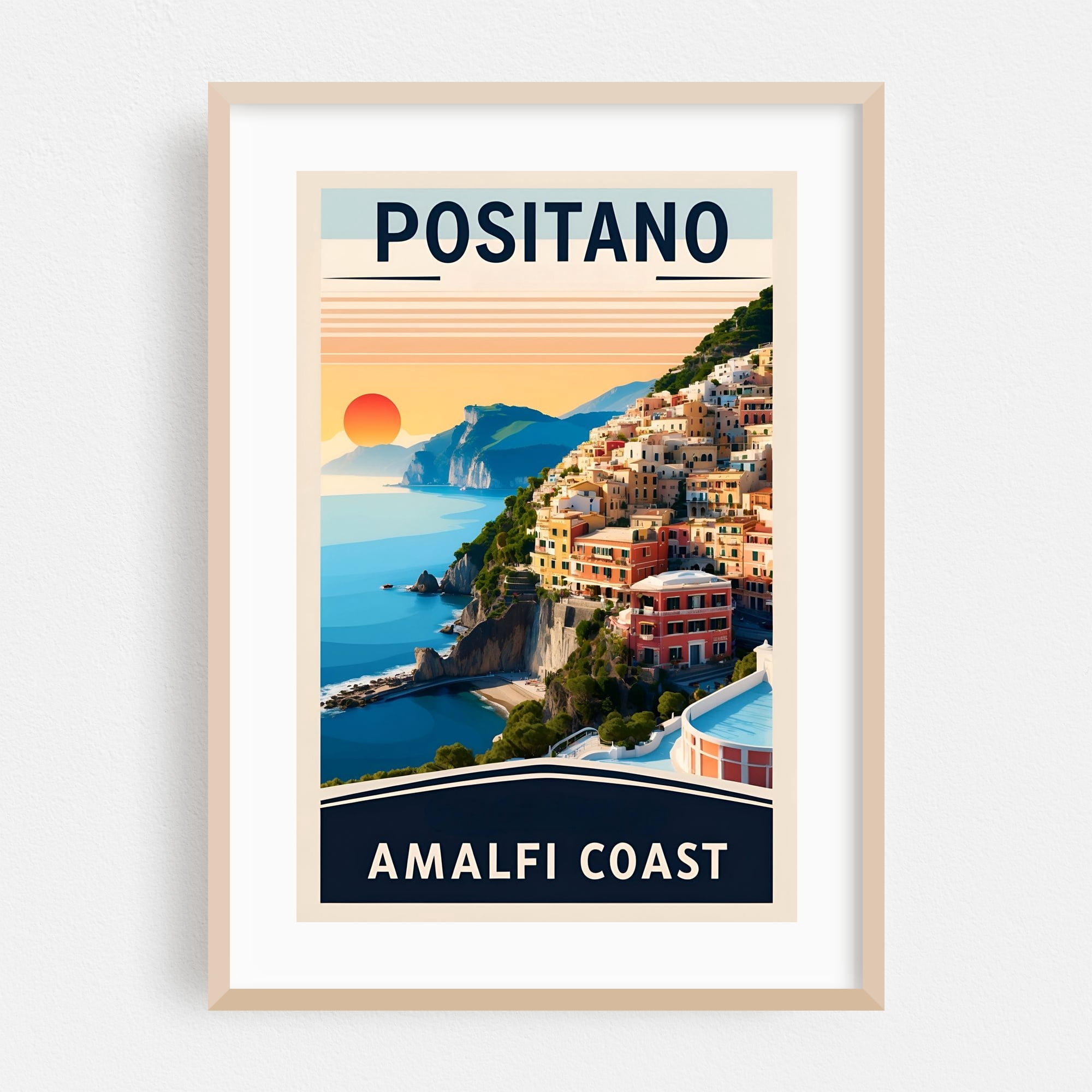 Amalfi Coast: Vintage Travel Poster of Positano - Positano Campania ...