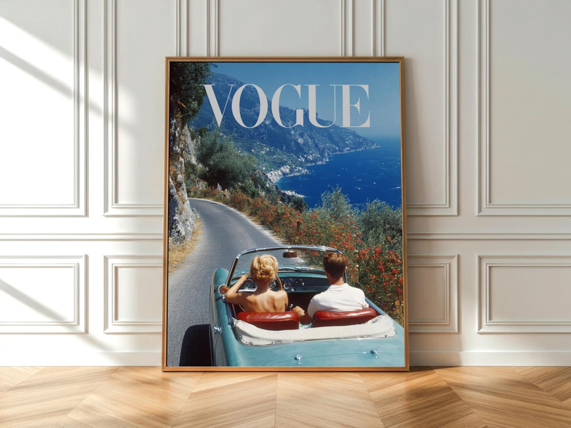 Amalfi Coast Vintage Travel Retro Car Summer Poster Unframed Paper ...