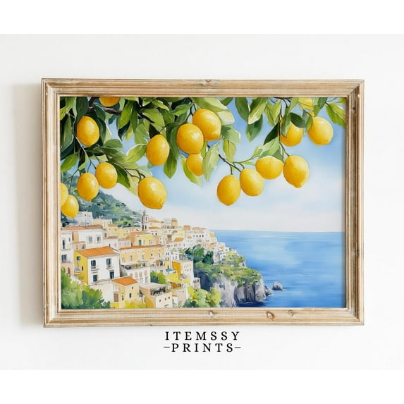 Amalfi Coast Wall Art, Positano, Italian Cityscape With Lemon Tree ...
