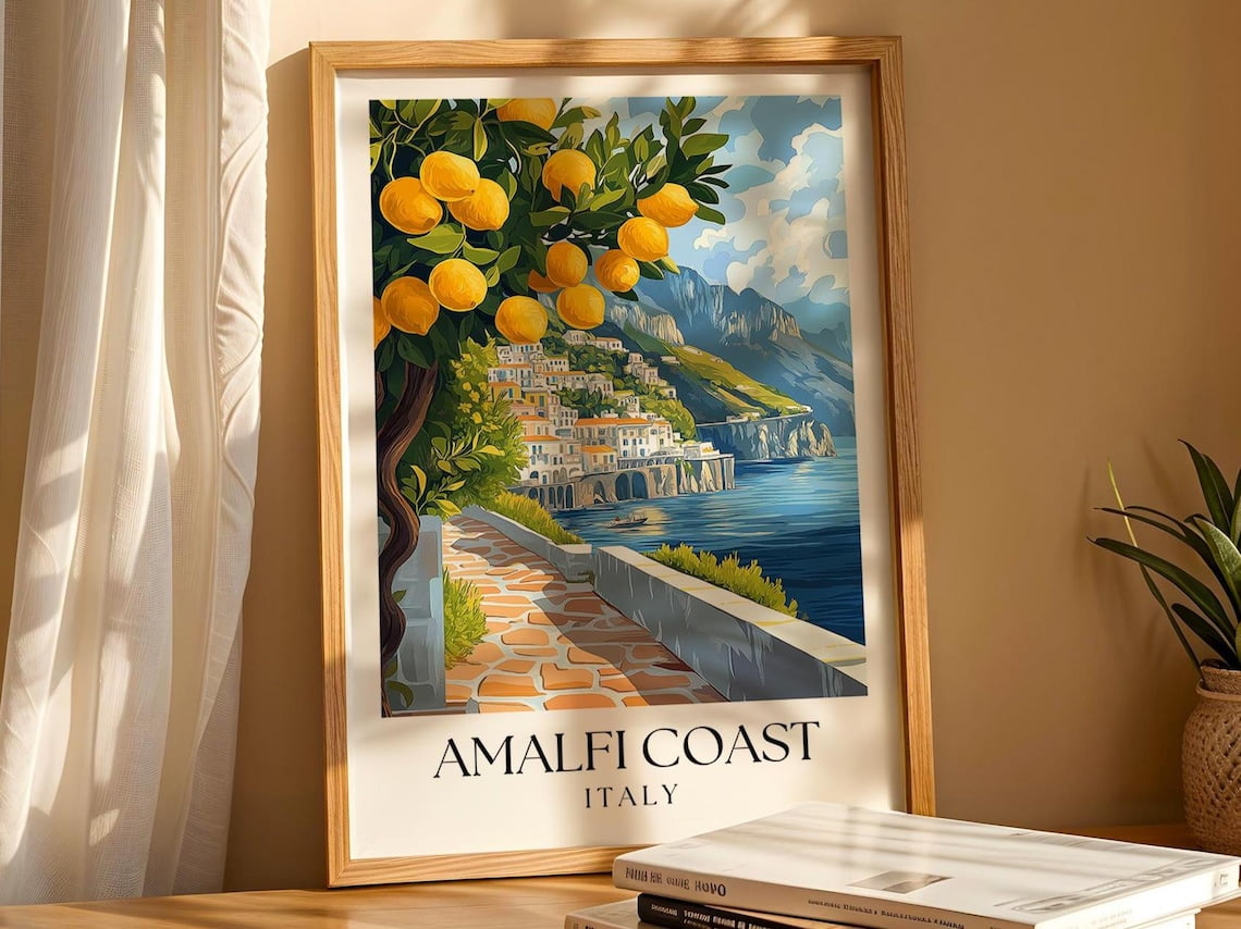 Amalfi Coast Wall Decor Italy Travel Positano Print Italian Art Europe ...