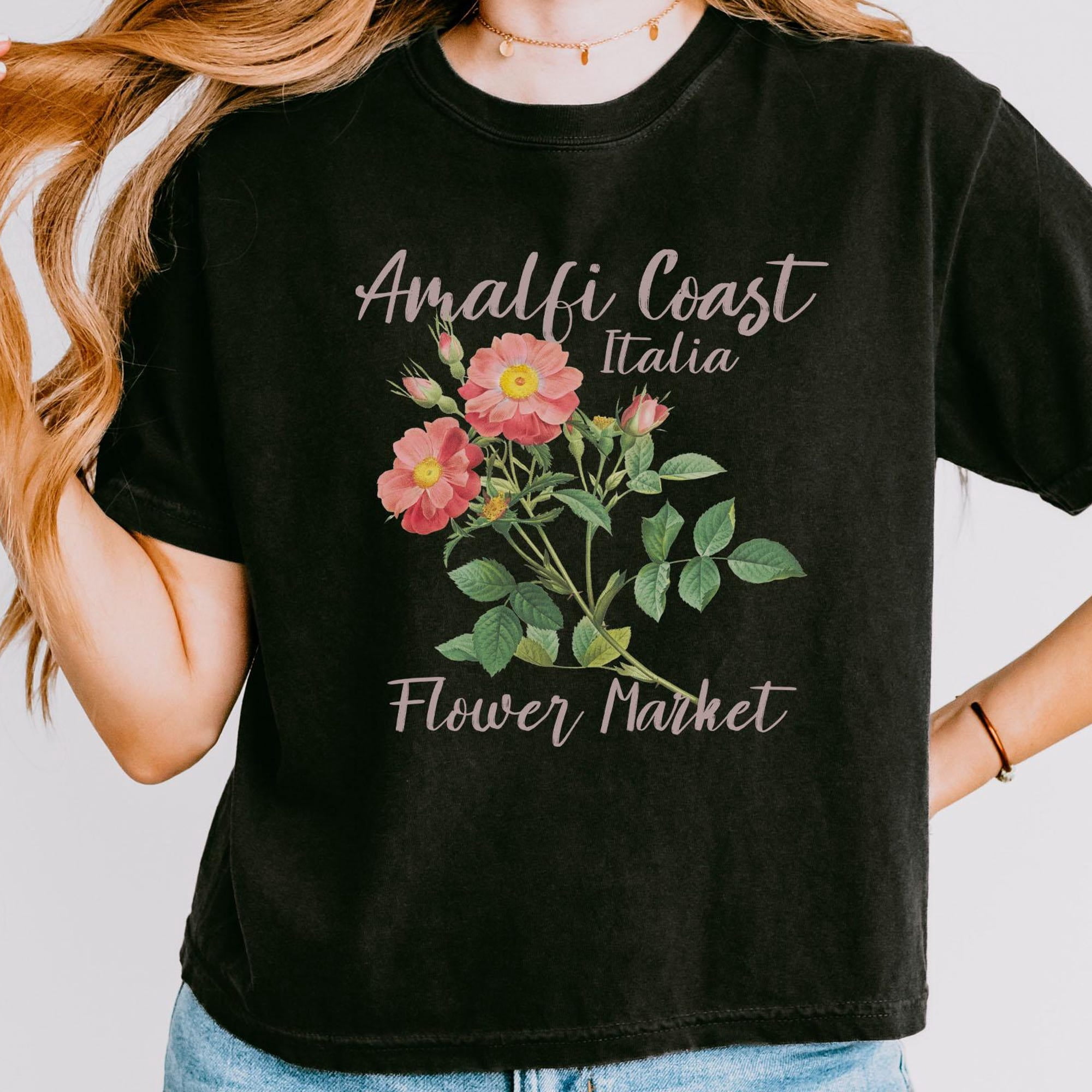Amalfi Crop Top Flower Market Italy Cropped Tee Amalfi Coast Crop Tops ...