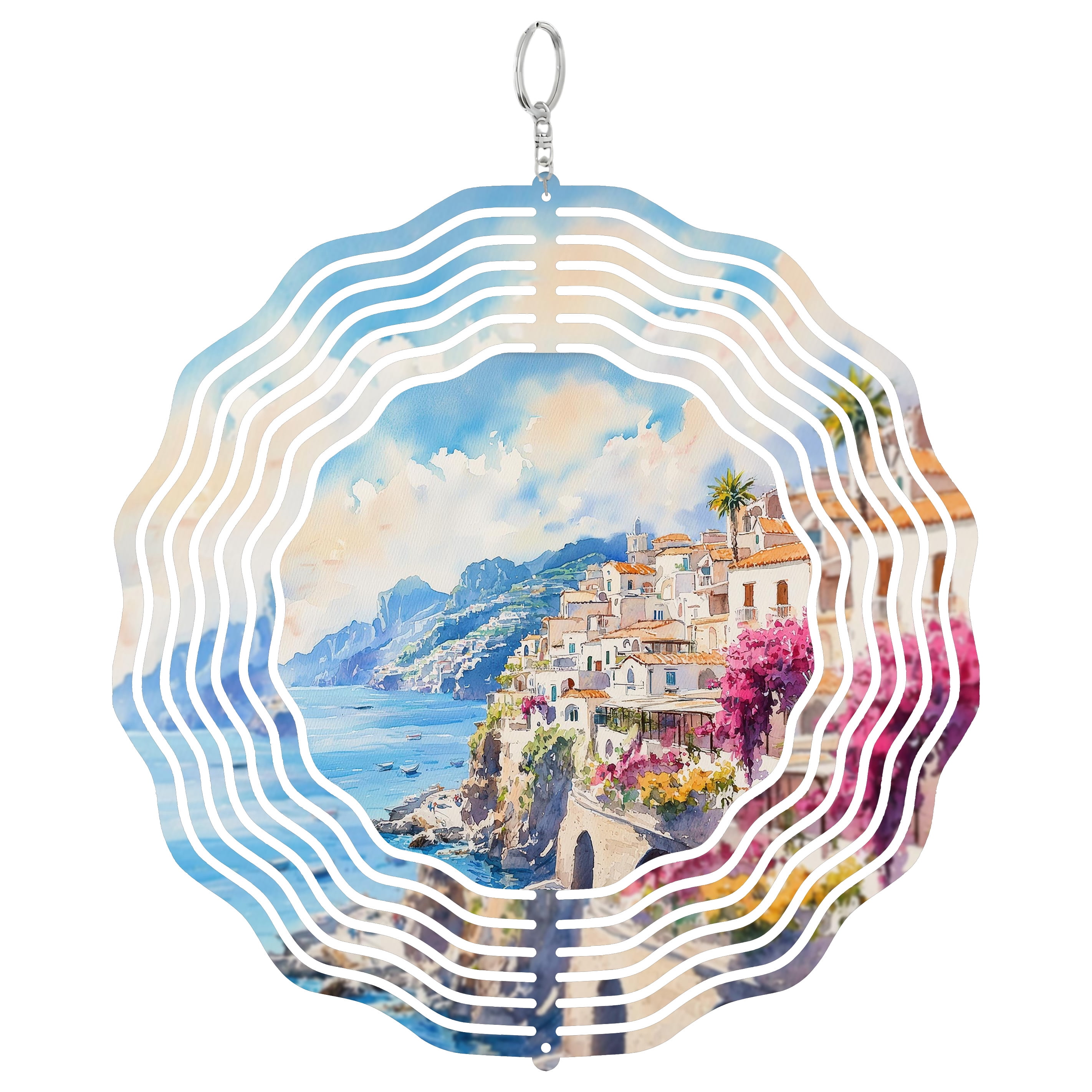 Amalfi Italy Coastal View 3D Wind Spinner Stainless Steel Kinetic Art ...