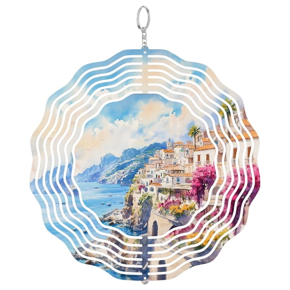 Amalfi Italy Coastal View 3D Wind Spinner Stainless Steel Kinetic Art ...