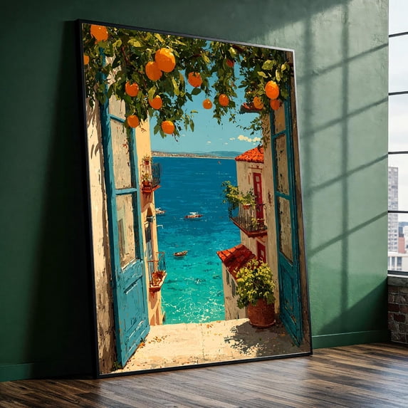Amalfi Lemon Tree Coastal Window Print, Unframed Paper Poster 16x20in ...