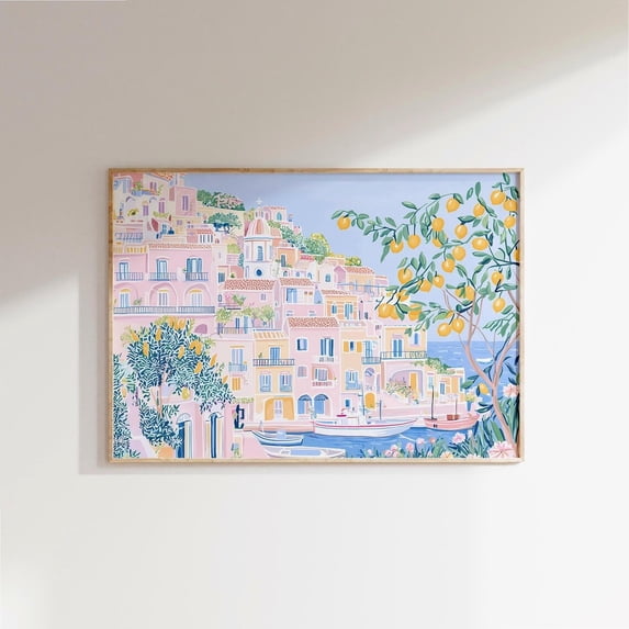 Amalfi Lemon Tree Print, Italian Coastal Village Wall Art, Unframed ...