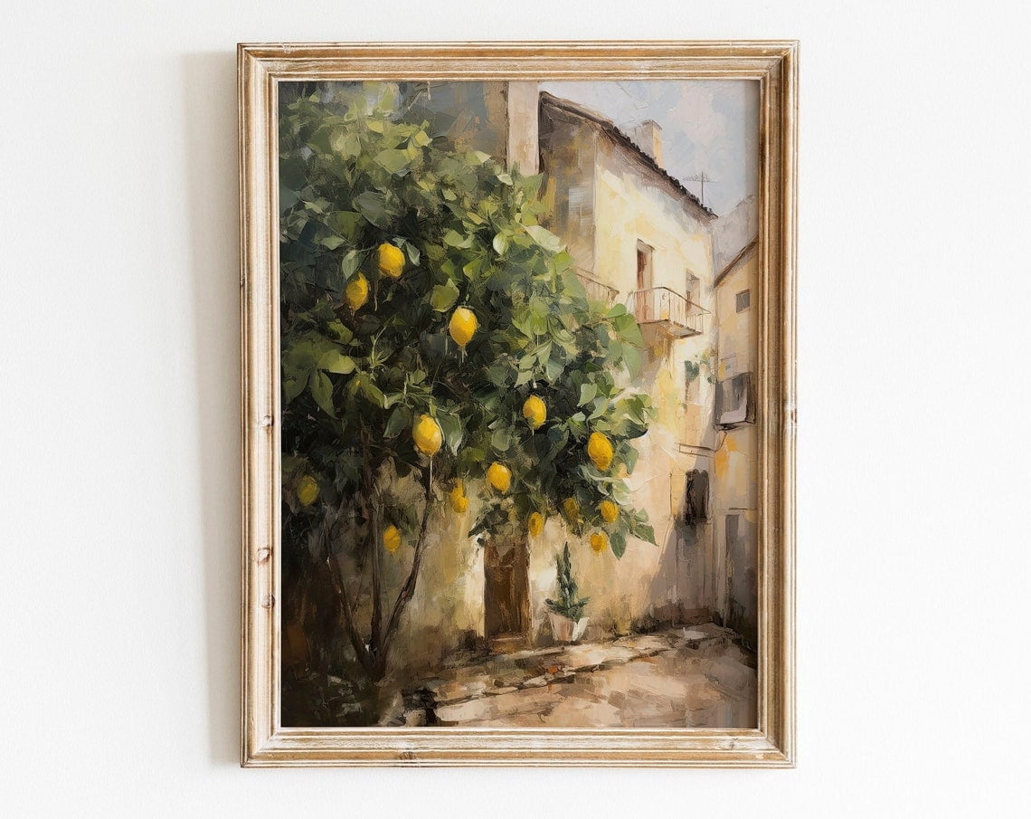 Amalfi Lemons Vintage Poster, Rustic Farmhouse Art, Mediterranean Wall ...