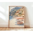 Amalfi coast , pink beach umbrellas print, pastel summer Italy art ...