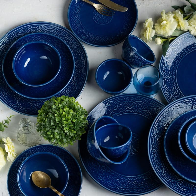 Amalfiee Venice 12pc Ceramic Dinner Set Includes Dinner Plate Quarter ...