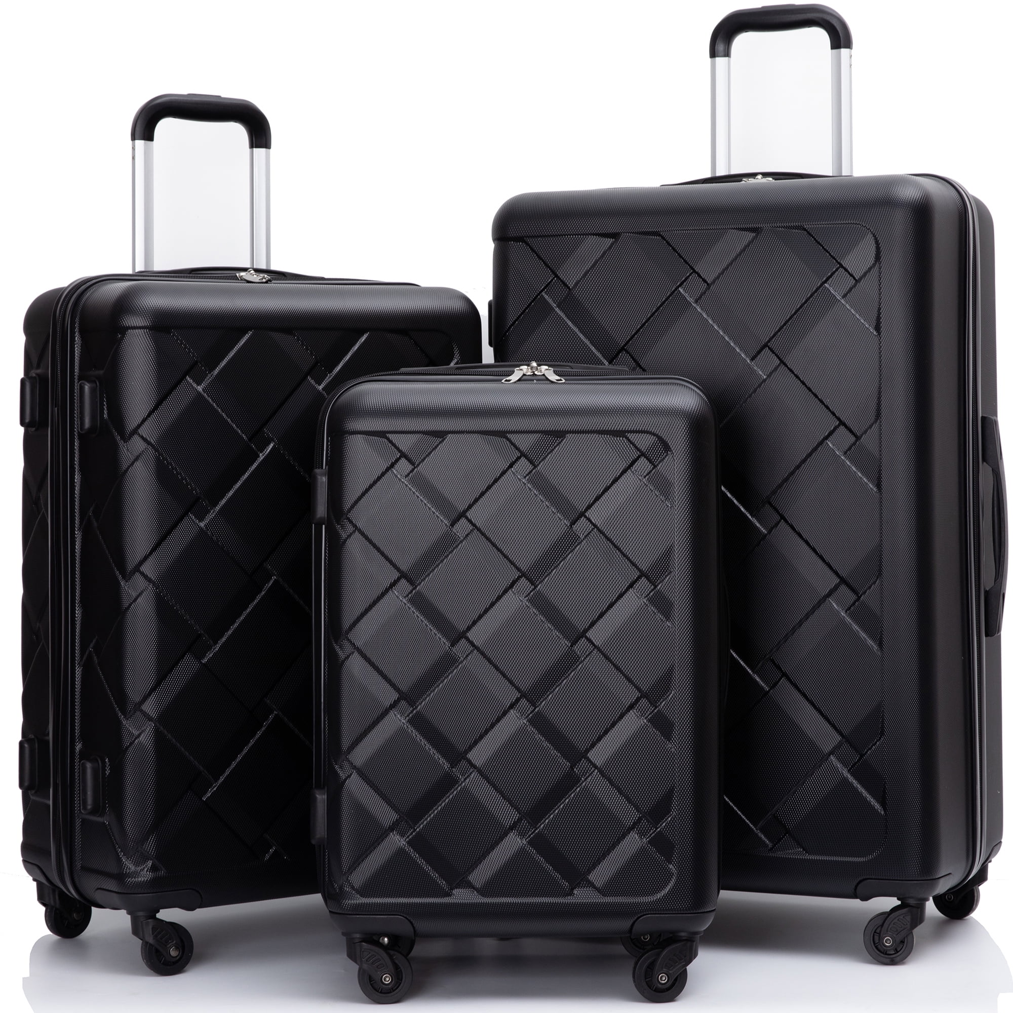 Amalodie 3 Piece Luggage Sets,ABS Hardside Suitcase,Carry On Luggage ...