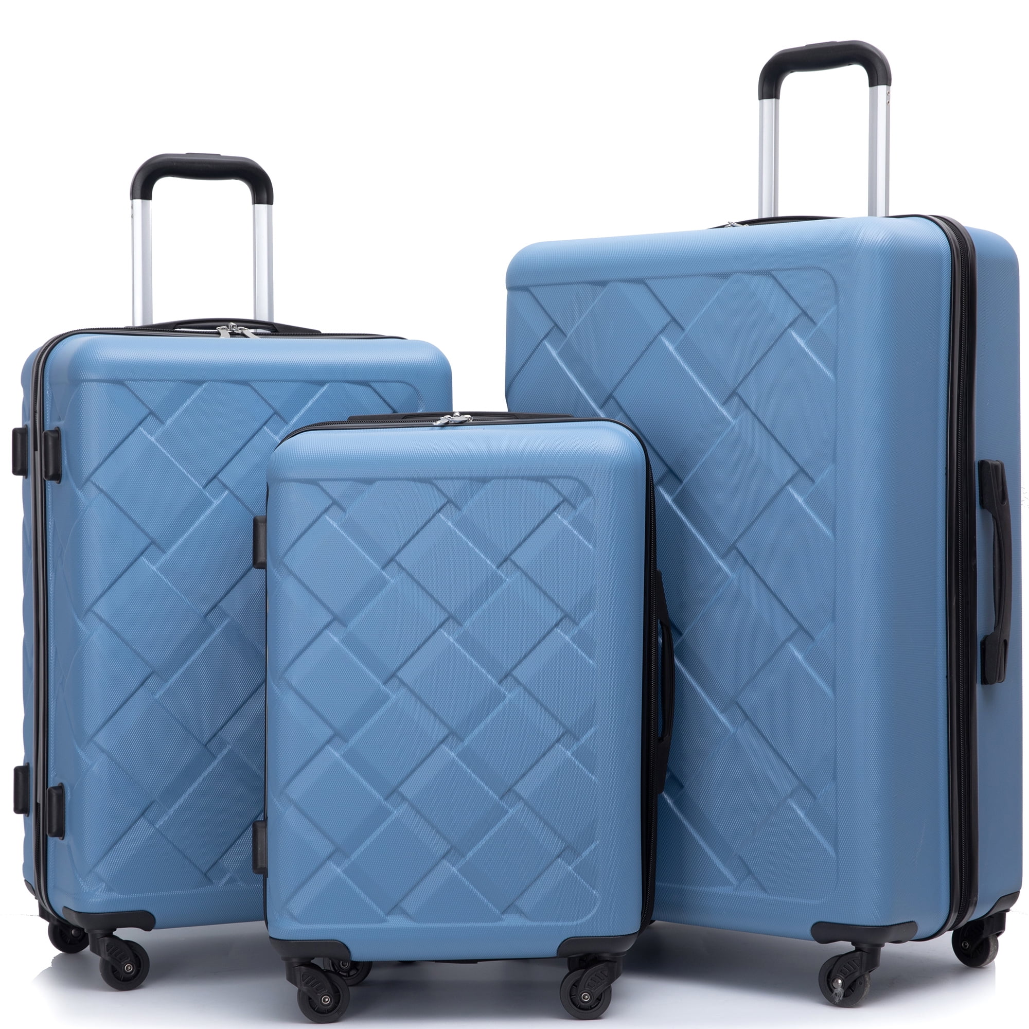 Amalodie 3 Piece Luggage Sets,ABS Hardside Suitcase,Carry On Luggage ...
