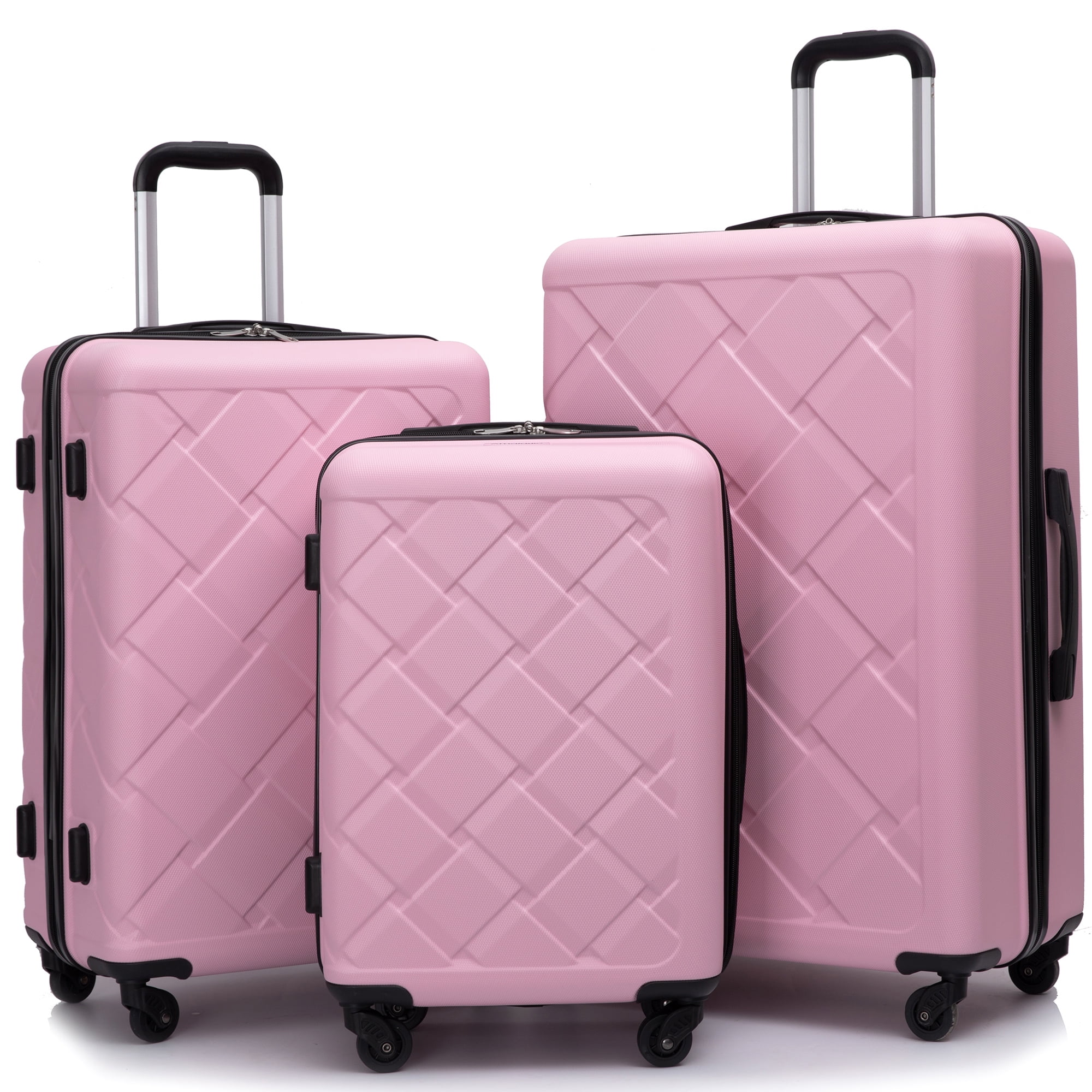 Amalodie 3 Piece Luggage Sets,ABS Hardside Suitcase,Carry On Luggage ...