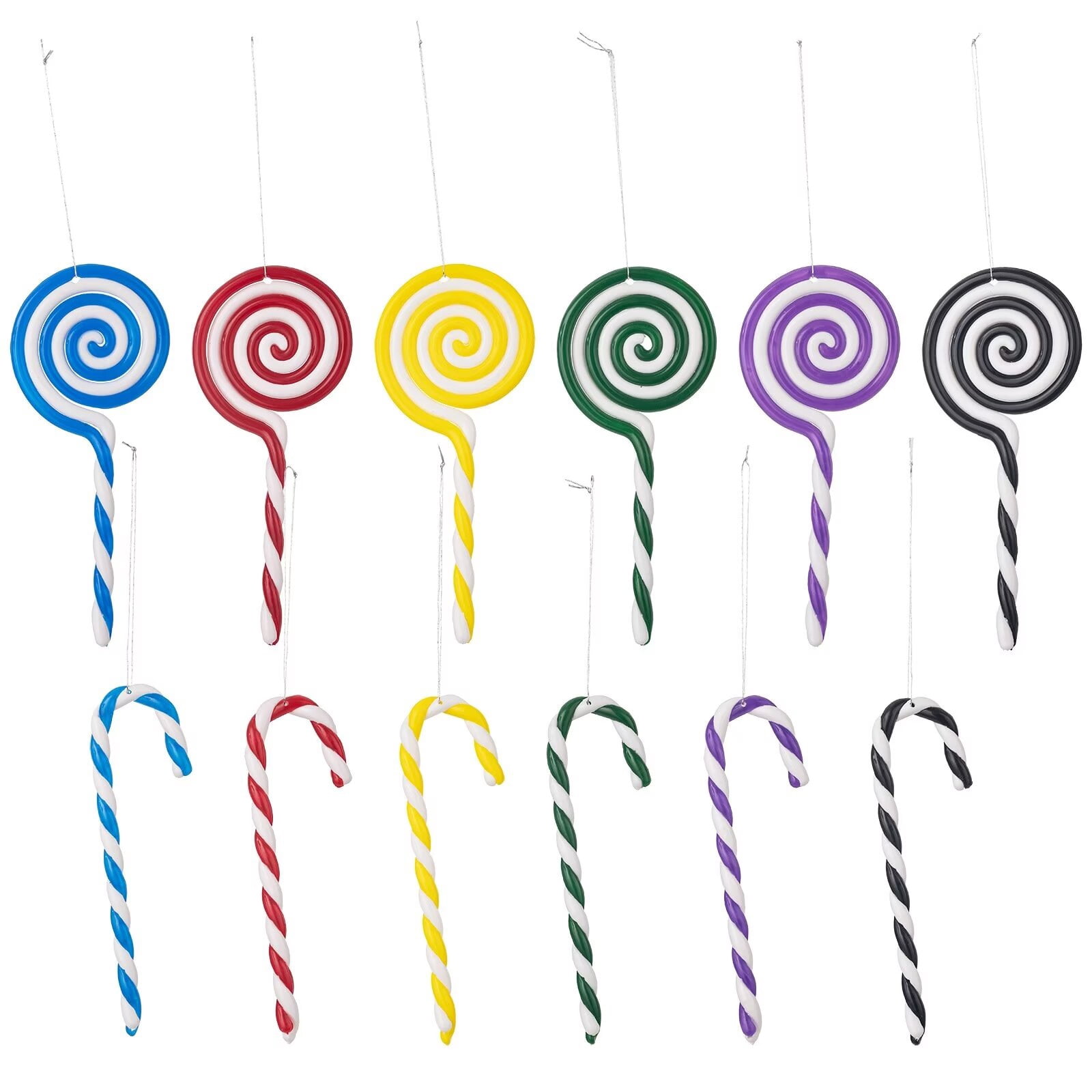 Amamary 12 Pcs Christmas Candy Cane Decoration Swirl Garland Plastic ...