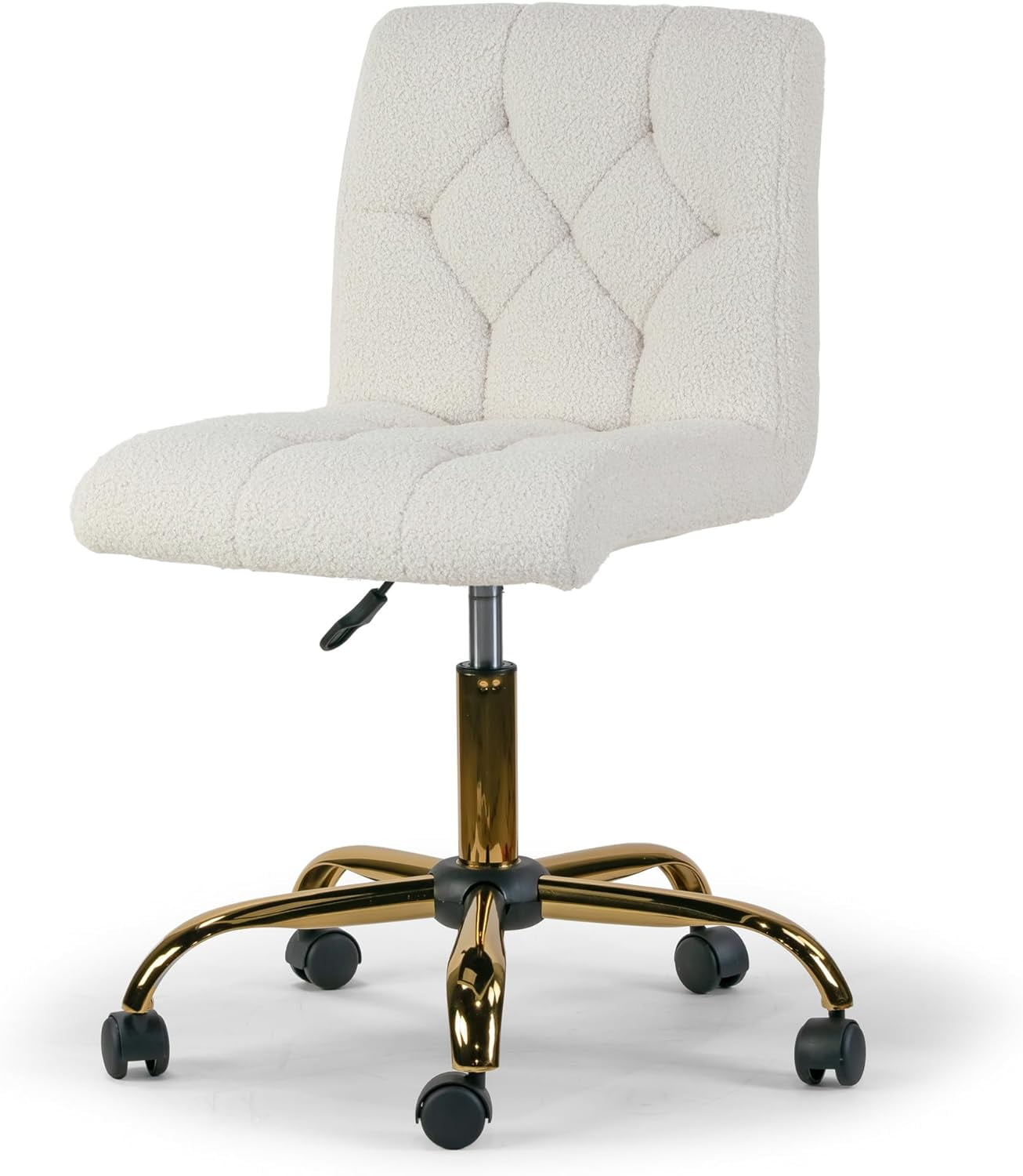 Aman Cream Boucle Upholstered Adjustable Height Swivel Office Chair ...