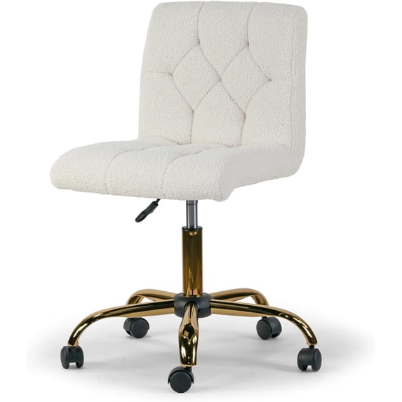 Aman Cream Boucle Upholstered Adjustable Height Swivel Office Chair ...