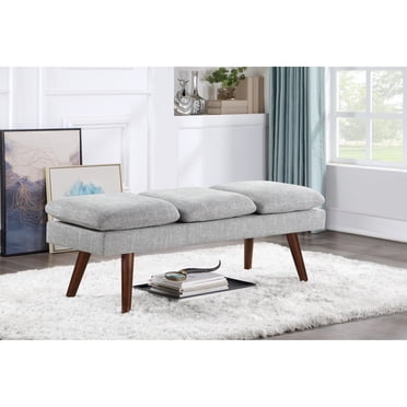 Baxton Studio Melody Mid-Century Modern Grey Fabric and Natural Wood ...