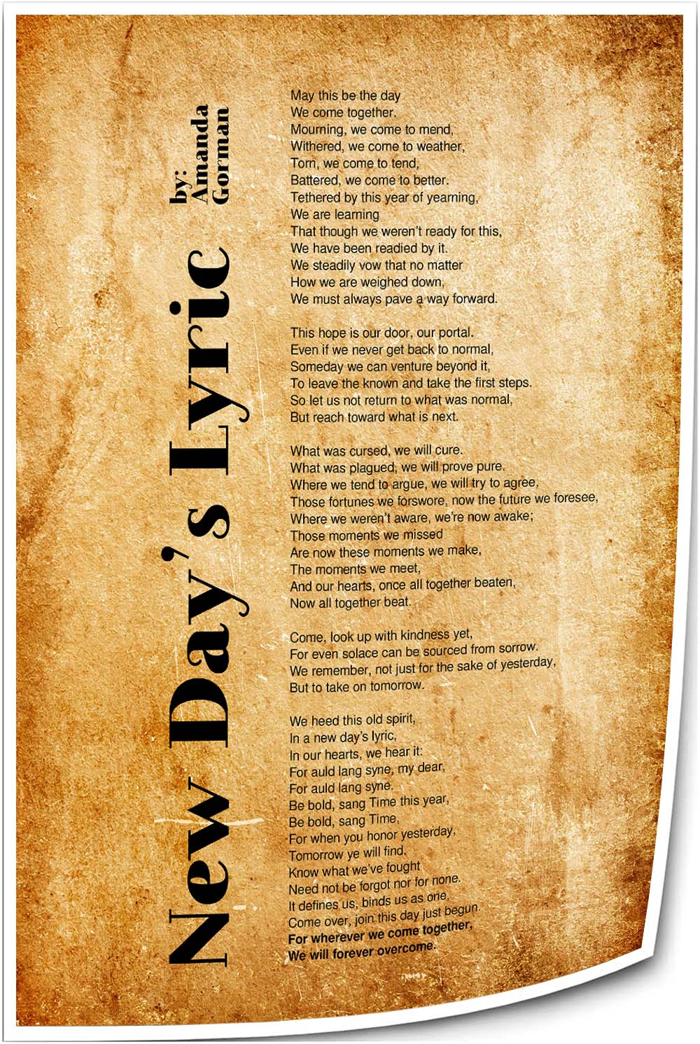 Amanda Gorman New Day's Lyric New Year's Poem By Amanda Gorman Posters ...