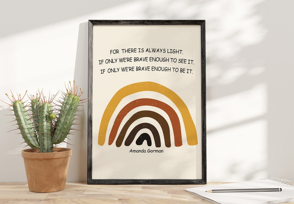 Amanda Gorman Quote Poster, Vintage Rainbow Vertical Print, There Is ...
