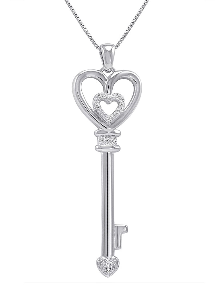 Amanda Rose Fine Jewelry Collection Diamond Heart Key Pendant Necklace ...