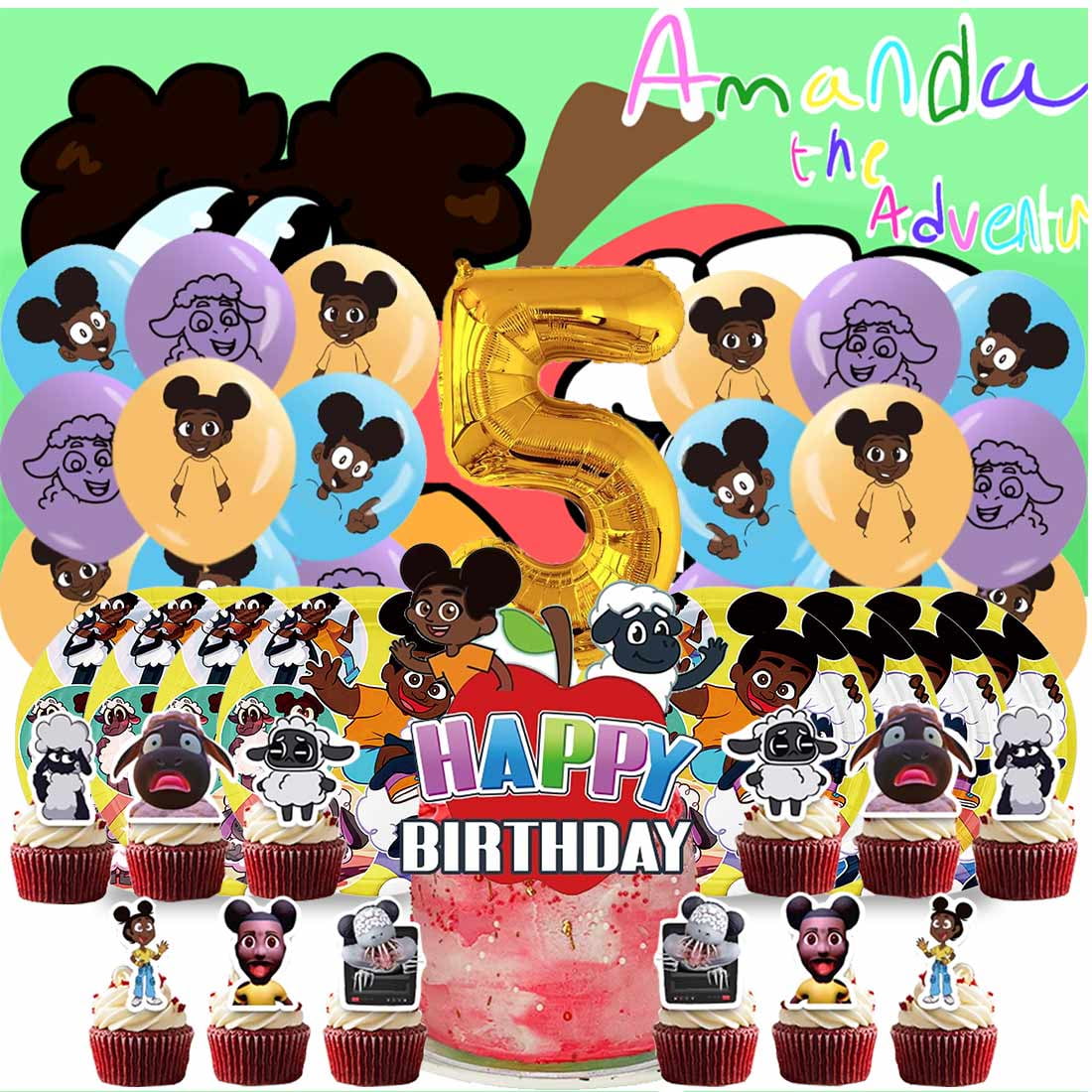 Amanda The Adventurer Balloons Party Supplies 5th Decor Tableware ...