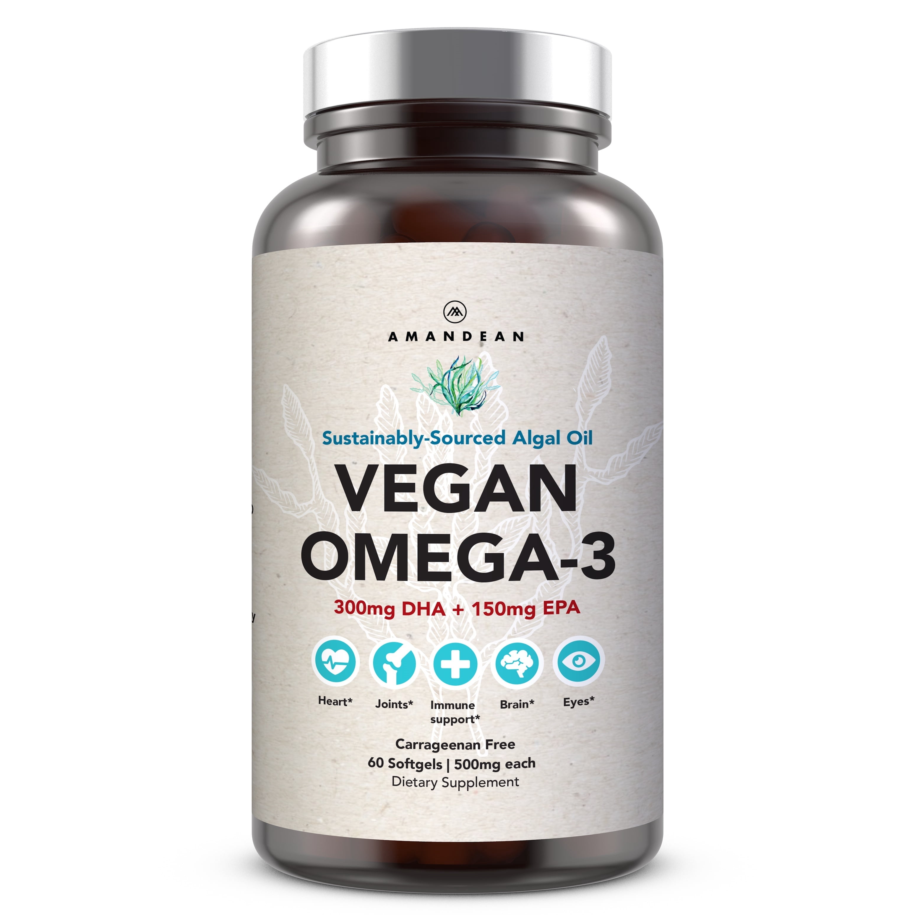 Amandean Vegan Omega-3 Supplement. Fish Oil Alternative! Plant Based ...