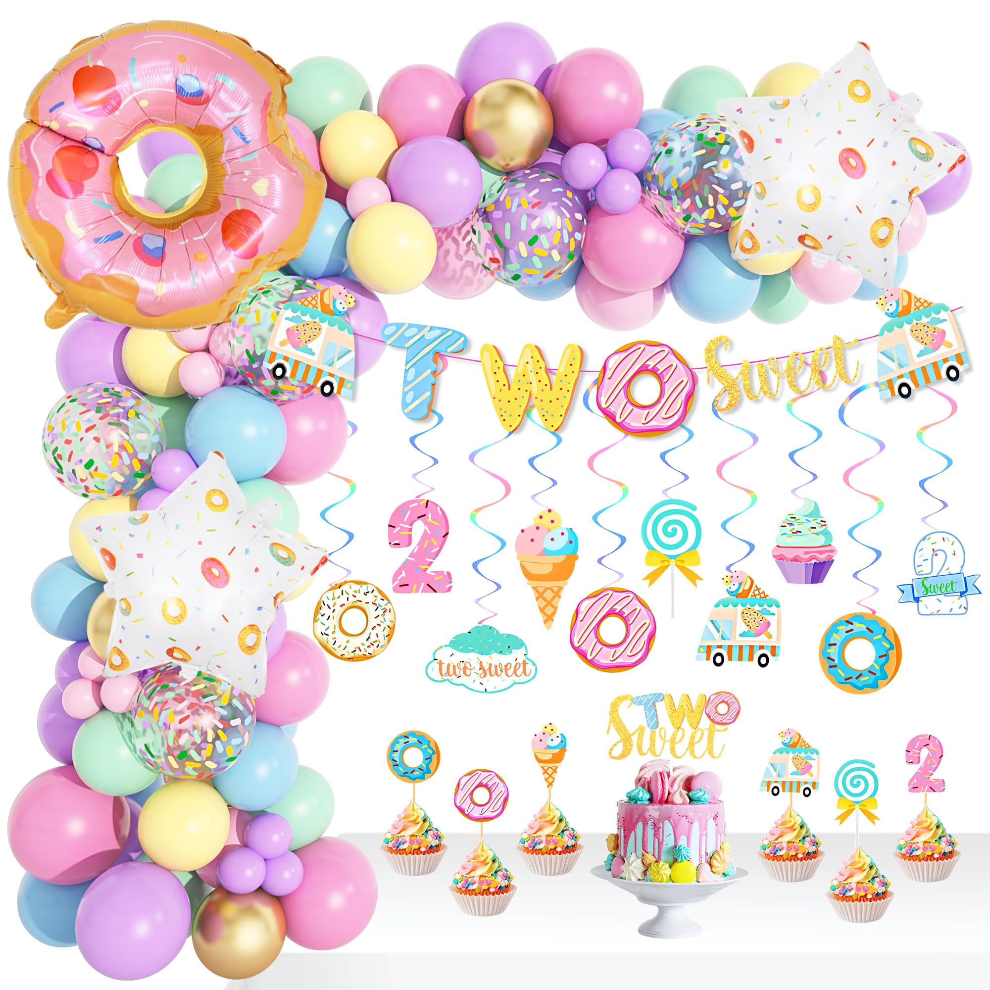 Amandir 145 Pcs Two Sweet Birthday BSL1 Decorations, Donut Party ...