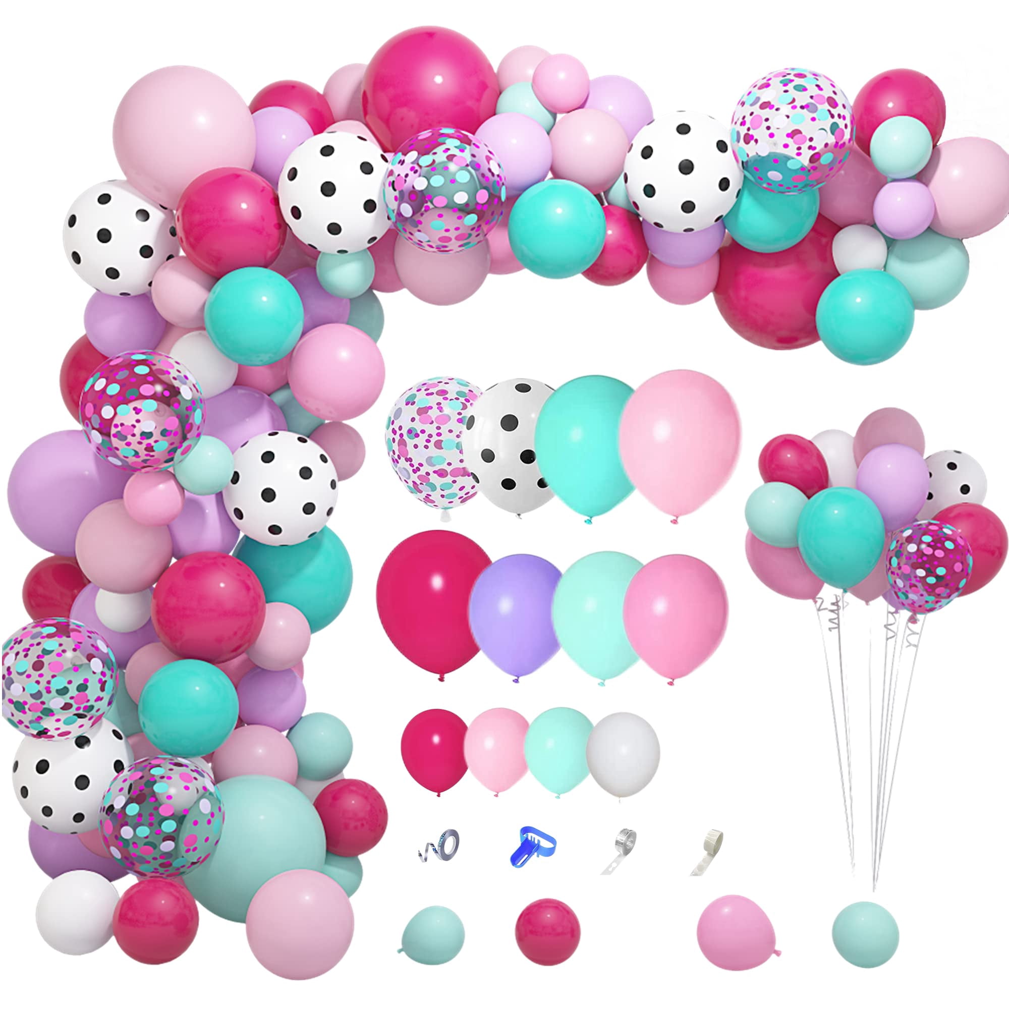 Amandir 152pcs Hot Pink Aqua Blue Balloon MHD1Garland Arch Kit ...