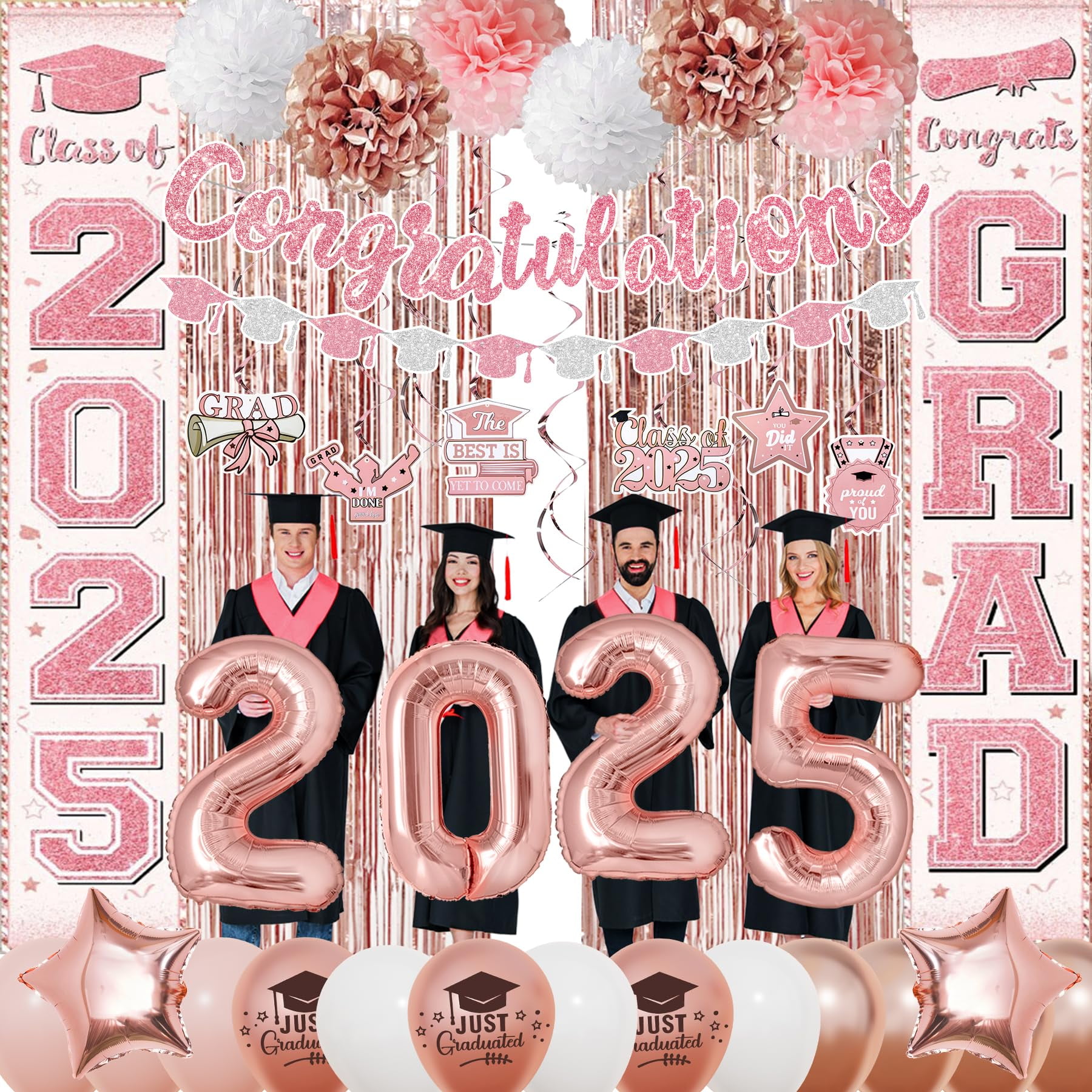 Amandir Pink Graduation Decorations Class of 2025, Rose 2025 Graduation ...