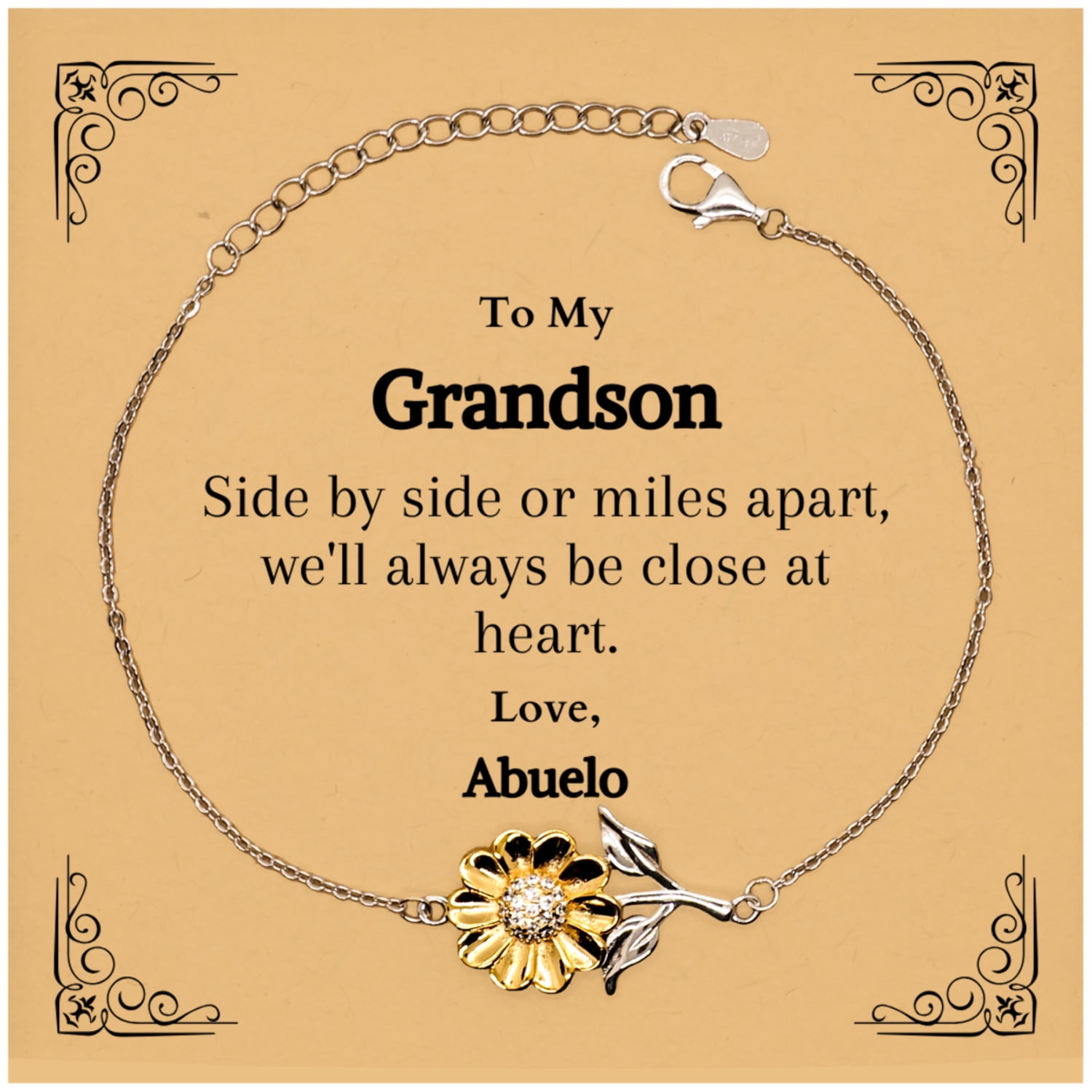 Grandson Sunflower Bracelet, Close at Heart, Love Gift from Abuelo ...