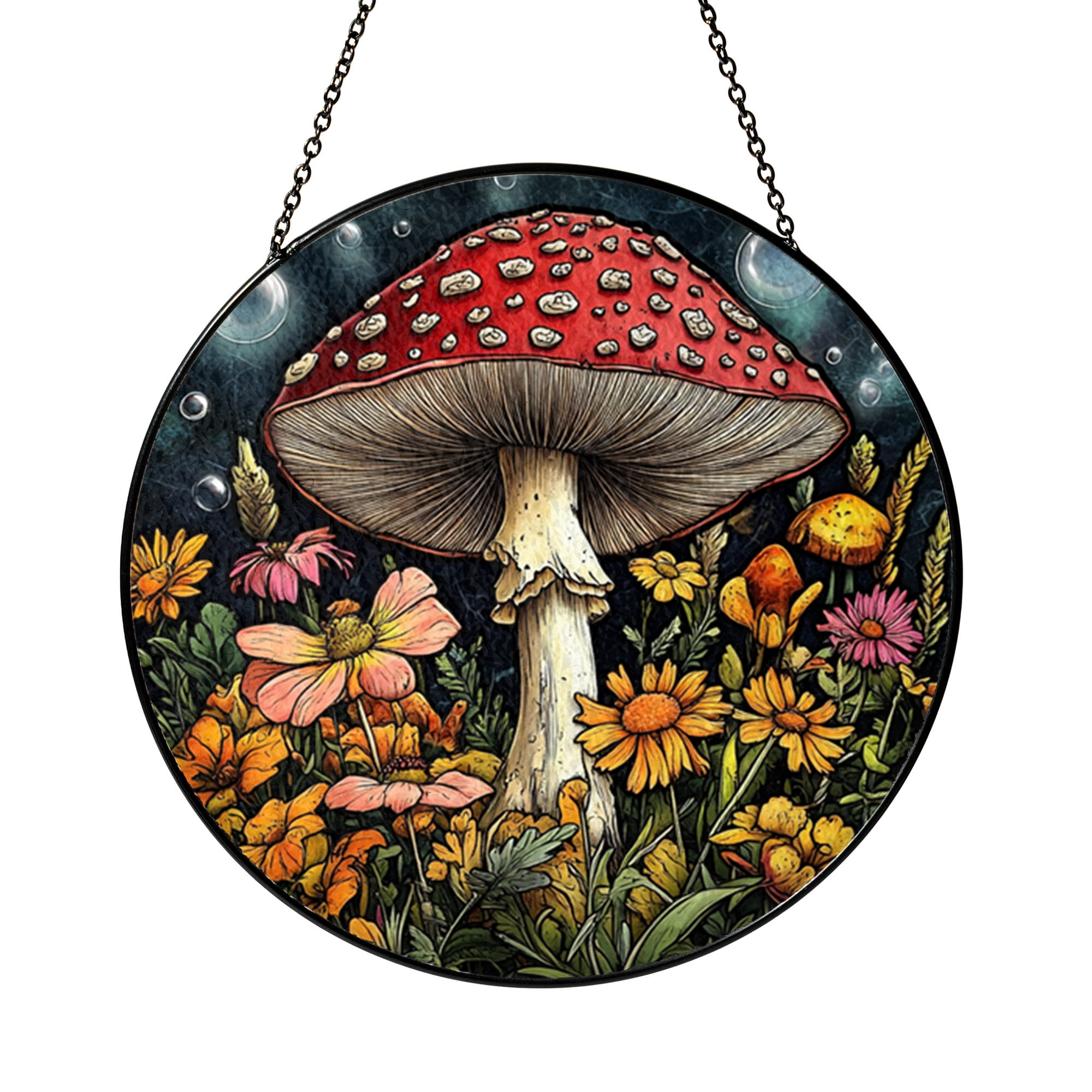 Amanita Garden Stained Glass Suncatcher Window Hanging Art Panel for ...