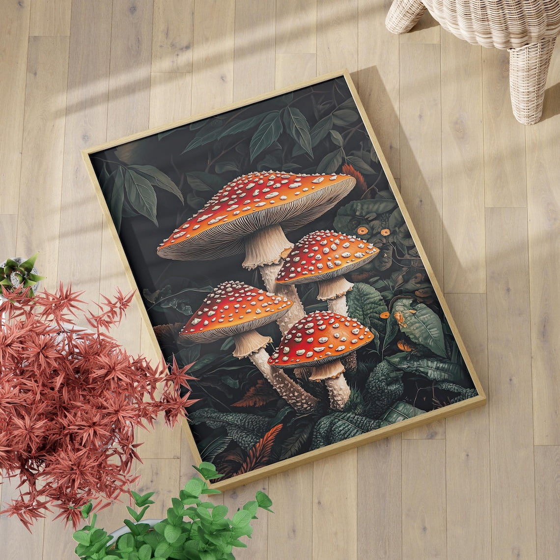 Amanita Muscaria Mushrooms Realistic Vintage Botanical Moody Dark ...
