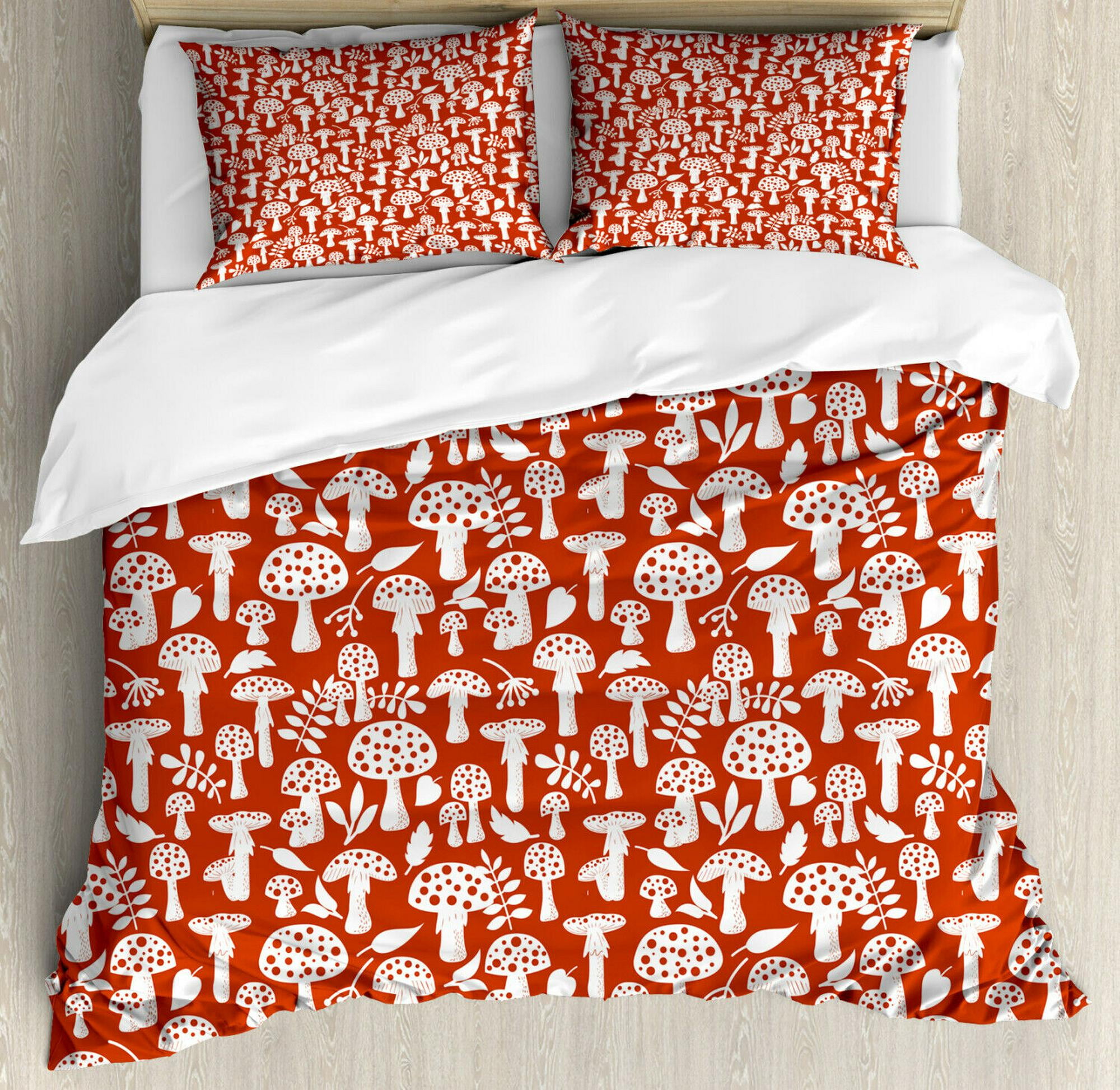 Amanita Mushroom Bedding Set with Pillowcases - Nature-Inspired Duvet ...
