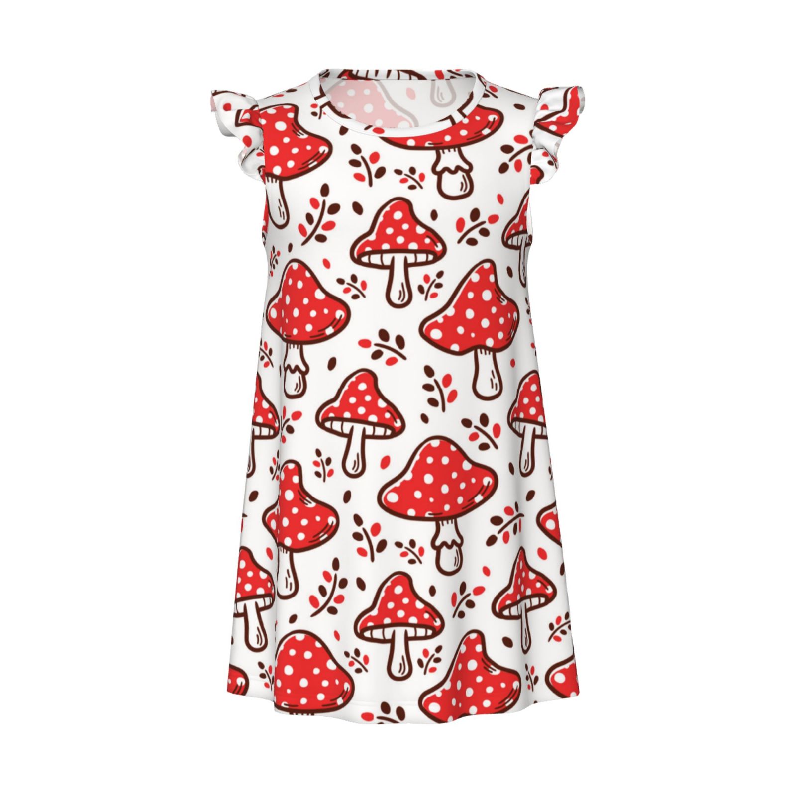 Amanita Red Mushroom Girls Nightgowns, Flutter Sleeve Pajamas ...