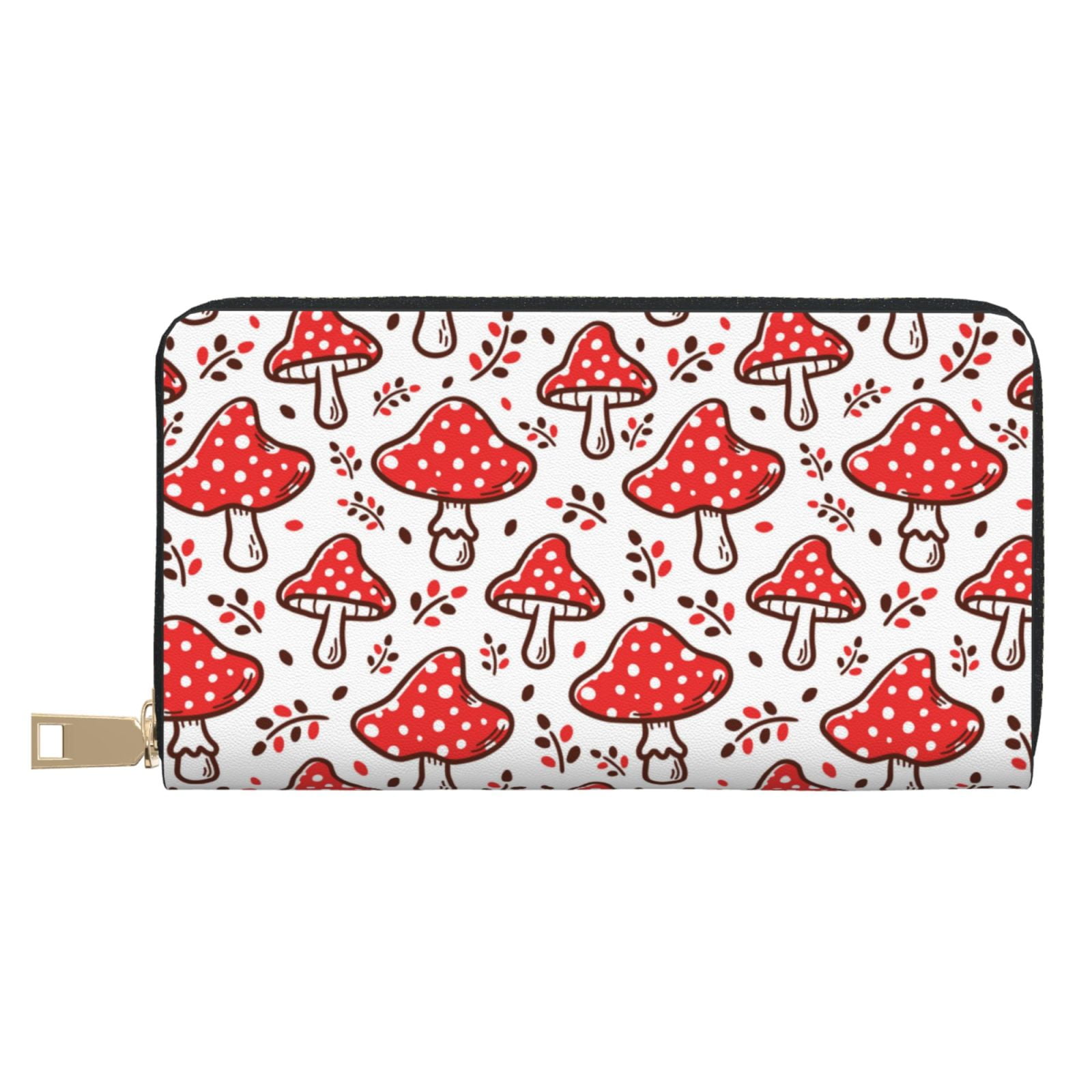 Amanita Red Mushroom Wallet Women, Leather Bifold Multi Card Wallet ...