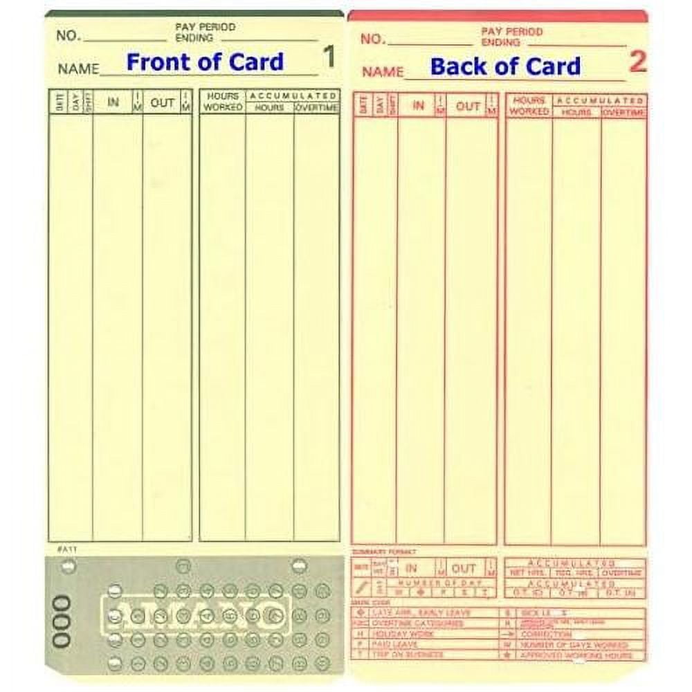 Amano MJR-7000 and MJR-8000 Time Clock Cards, 000-099 Number Series ...