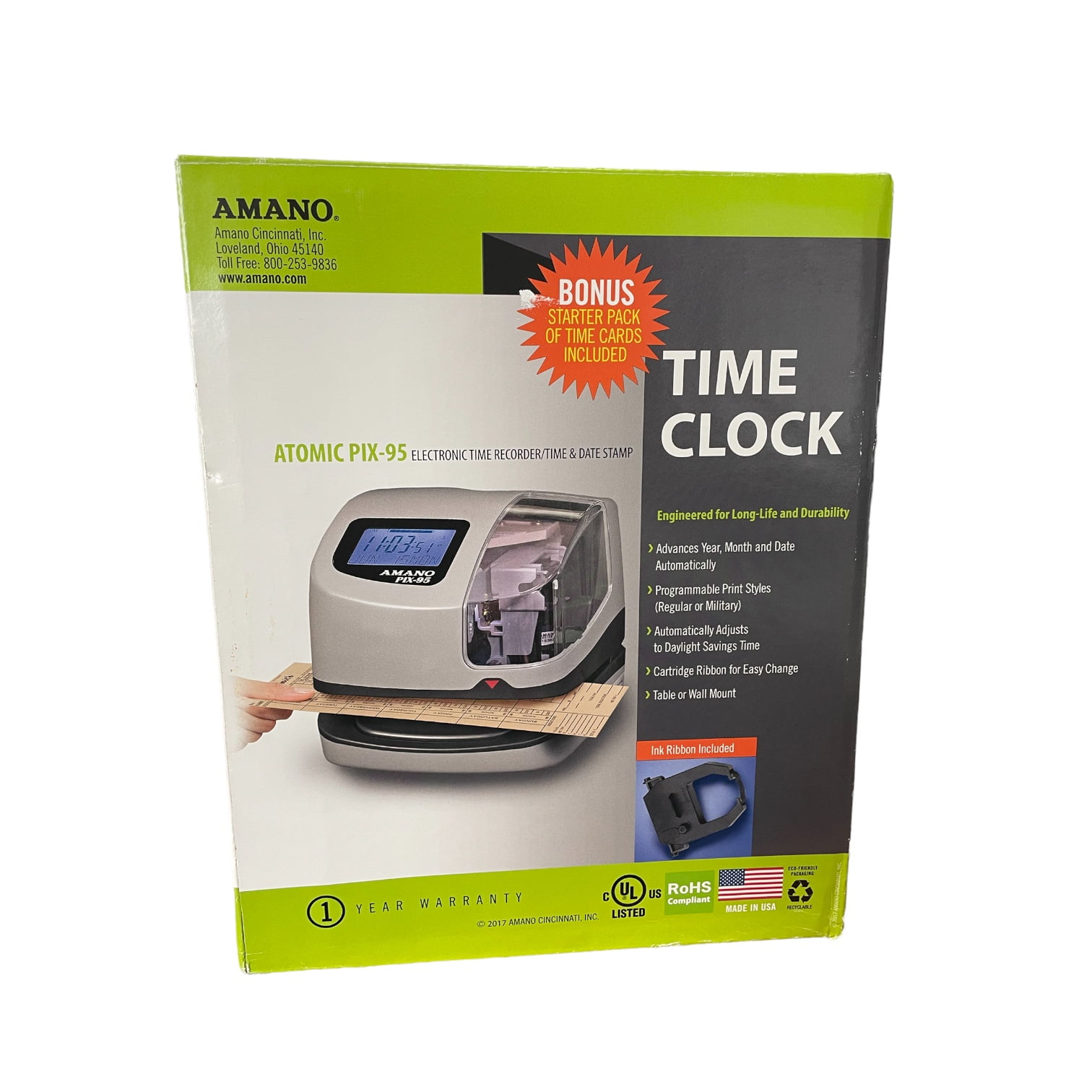 Amano PIX-95 Electronic Time Clock for Small Business Attendance ...