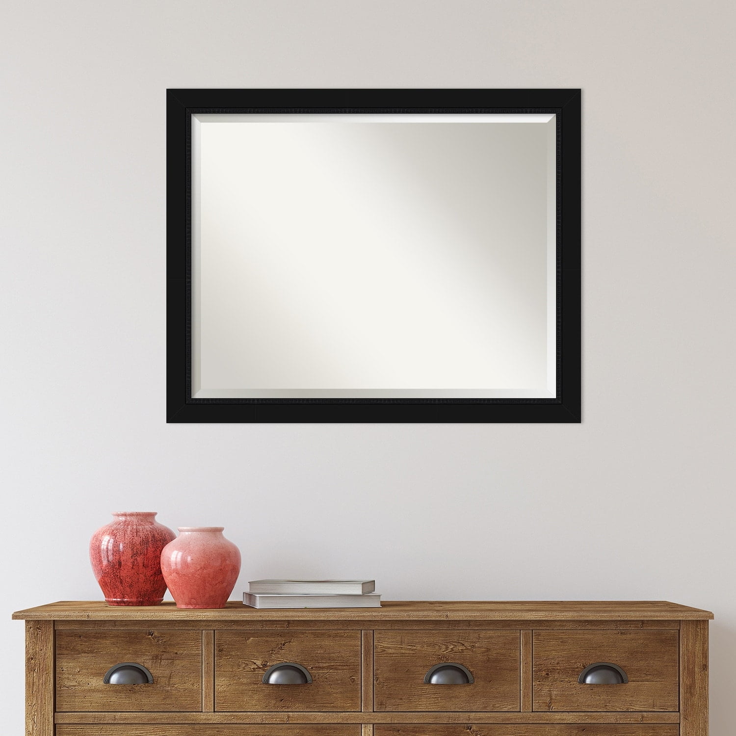 Amanti Art Beveled Bathroom Wall Mirror - Avon Frame Avon Black Outer ...