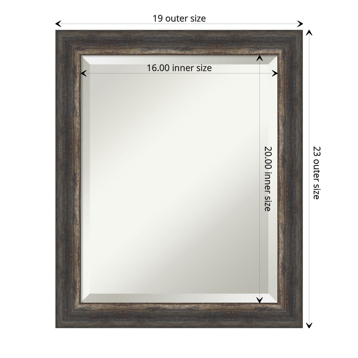 Amanti Art Beveled Bathroom Wall Mirror - Bark Rustic Char Frame Bark ...