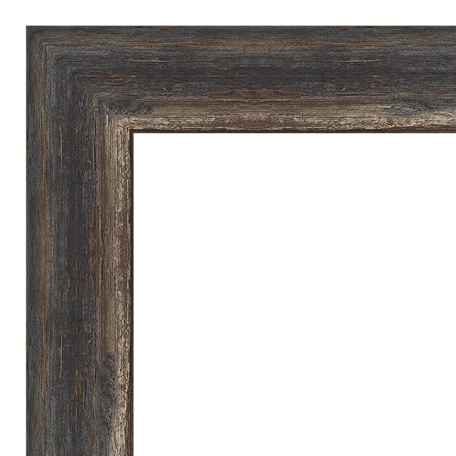 Amanti Art Beveled Bathroom Wall Mirror - Bark Rustic Char Frame Bark Rustic Char Narrow Outer ...